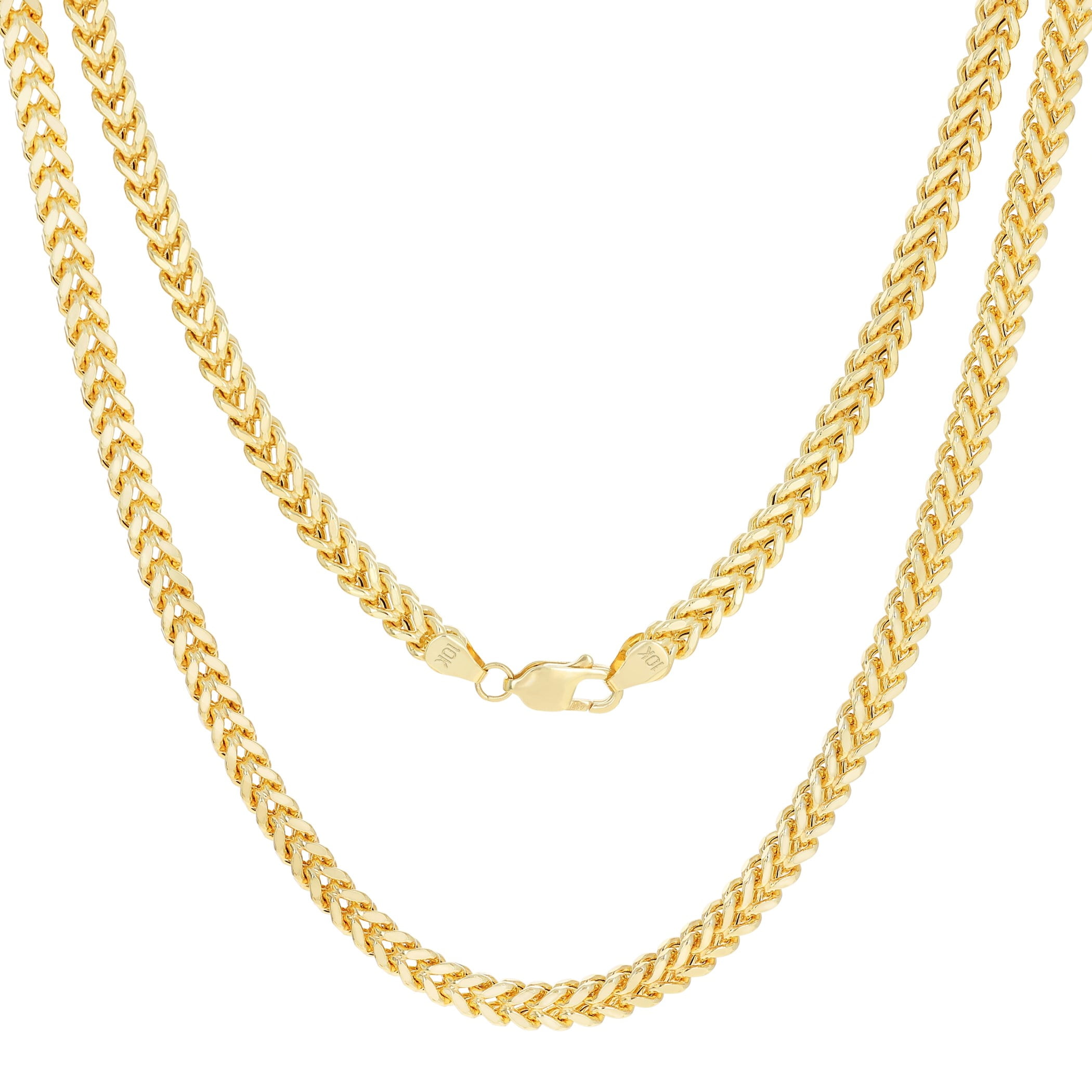 Nuragold 10k Real Yellow Gold Franco Square 5mm Box Chain Wheat Chain ...