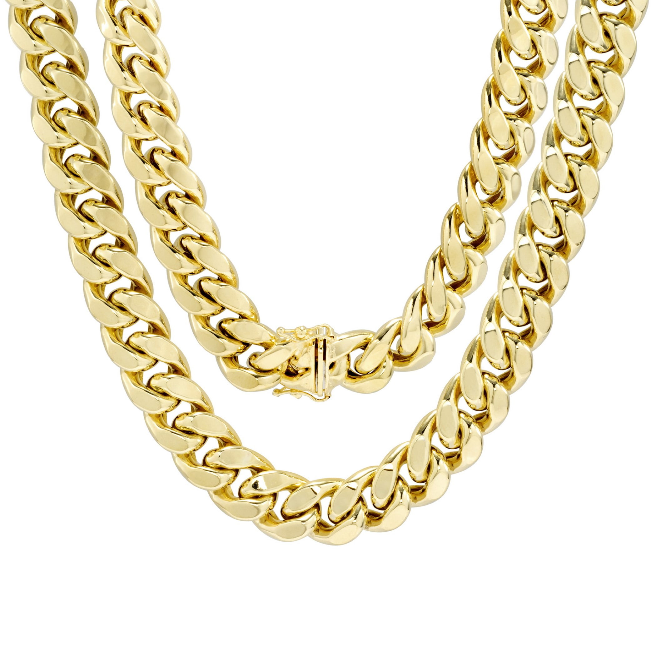Nuragold 10k Real Yellow Gold Miami Cuban Link 11mm Thick Chain ...