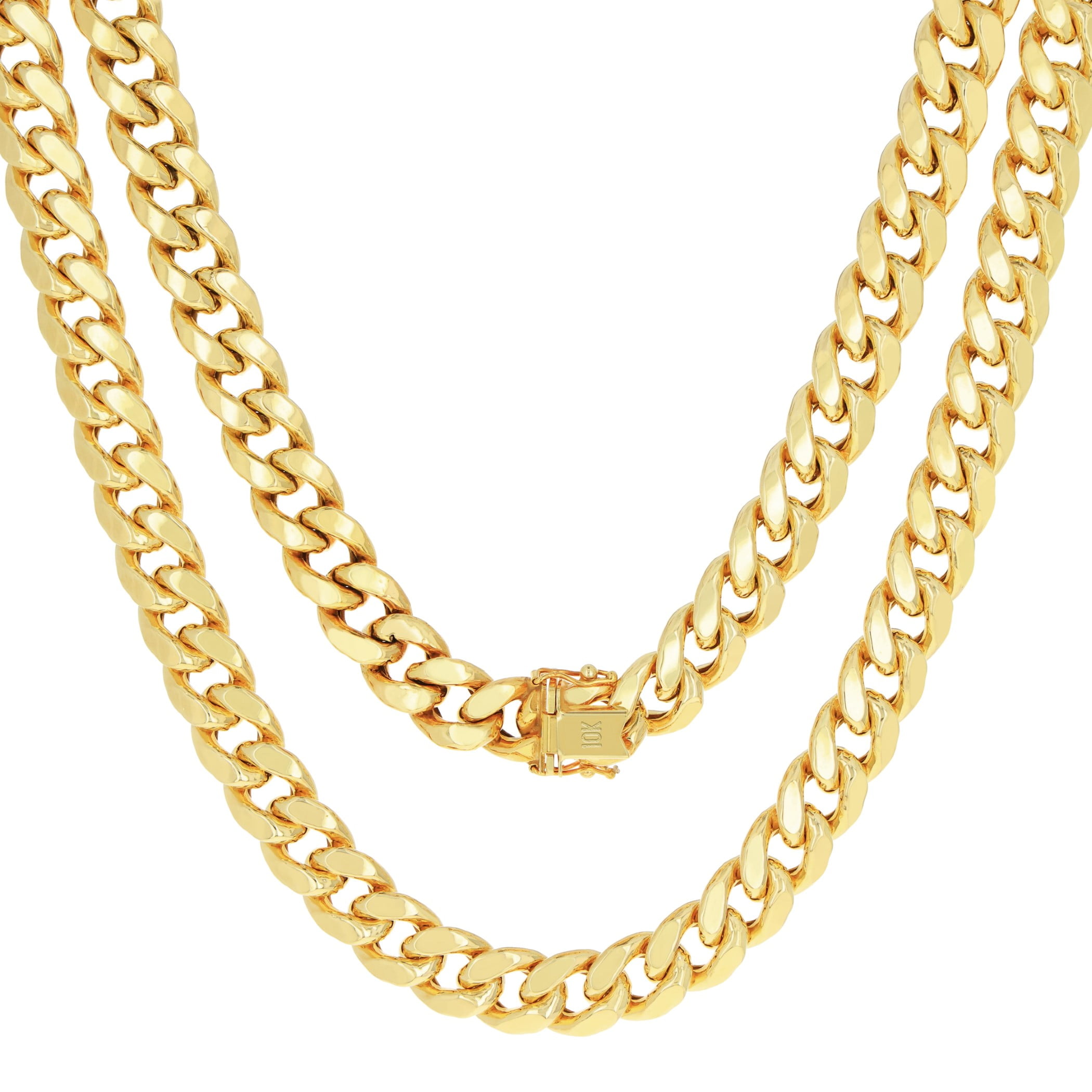 "Nuragold 10k Real Yellow Gold 7.5mm Miami Cuban Link Chain Necklace ...