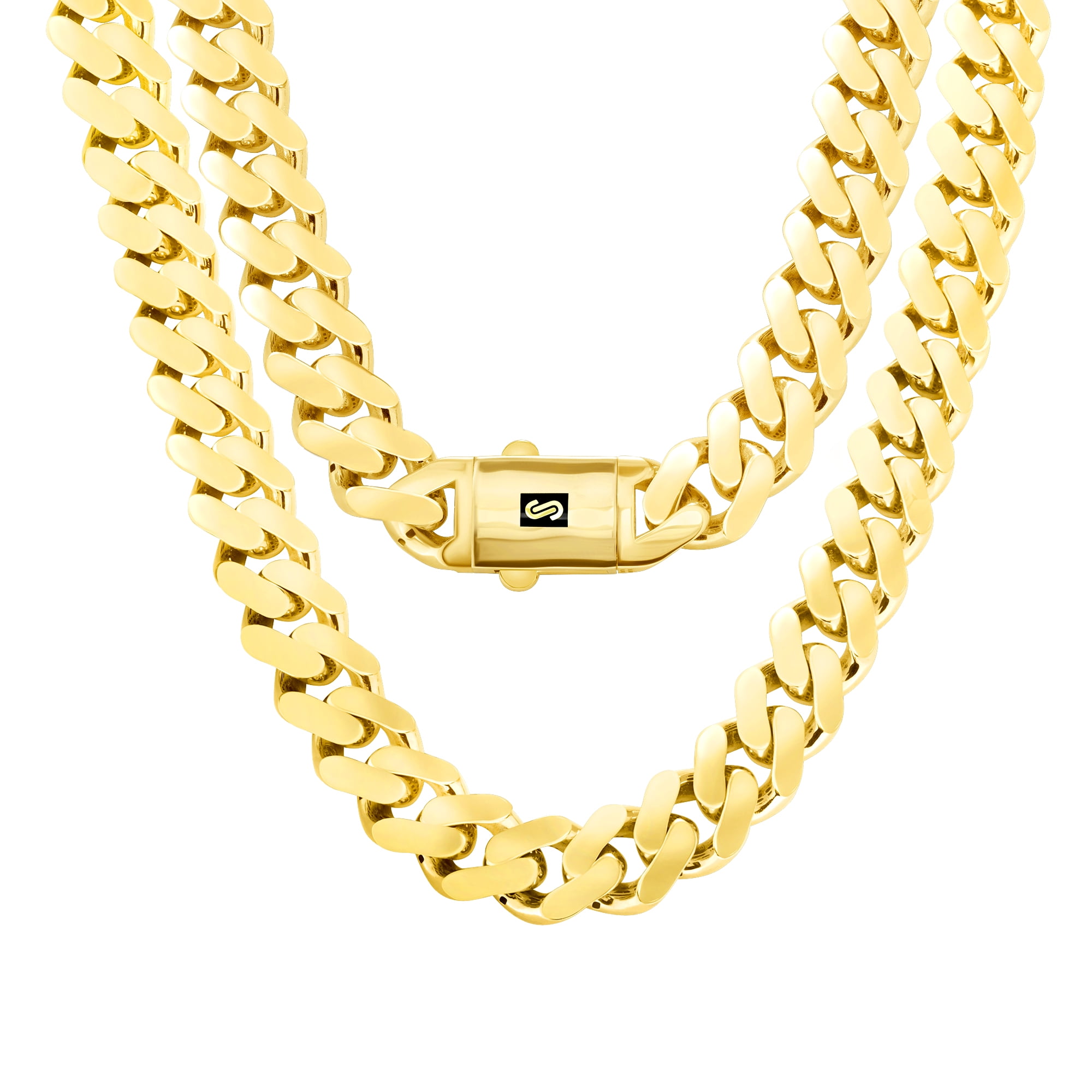 Nuragold 10k Real Yellow Gold Royal Monaco 15mm Miami Cuban Link ...