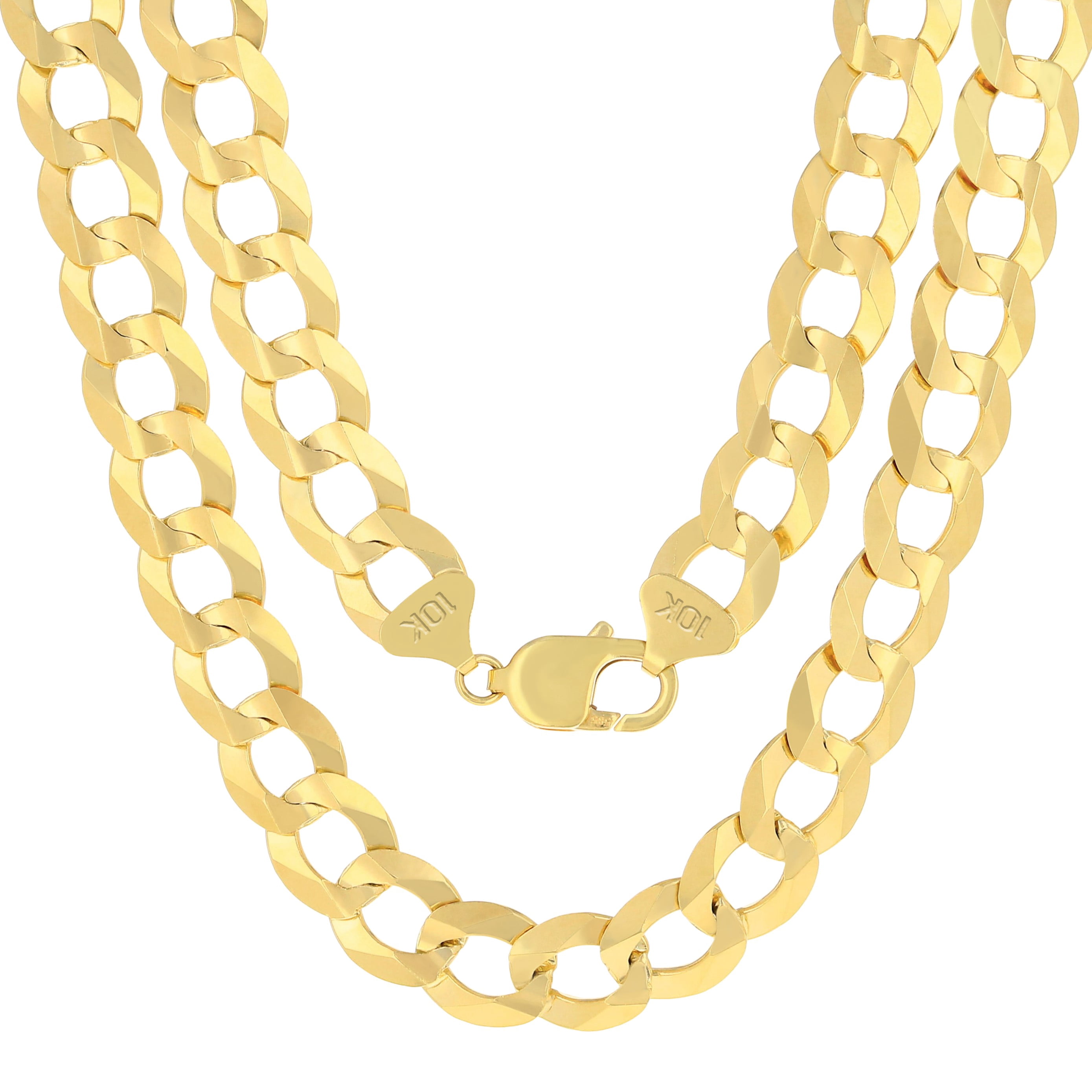 Nuragold 10k Real Yellow Gold Solid Cuban Curb Link 12.5mm Chain ...