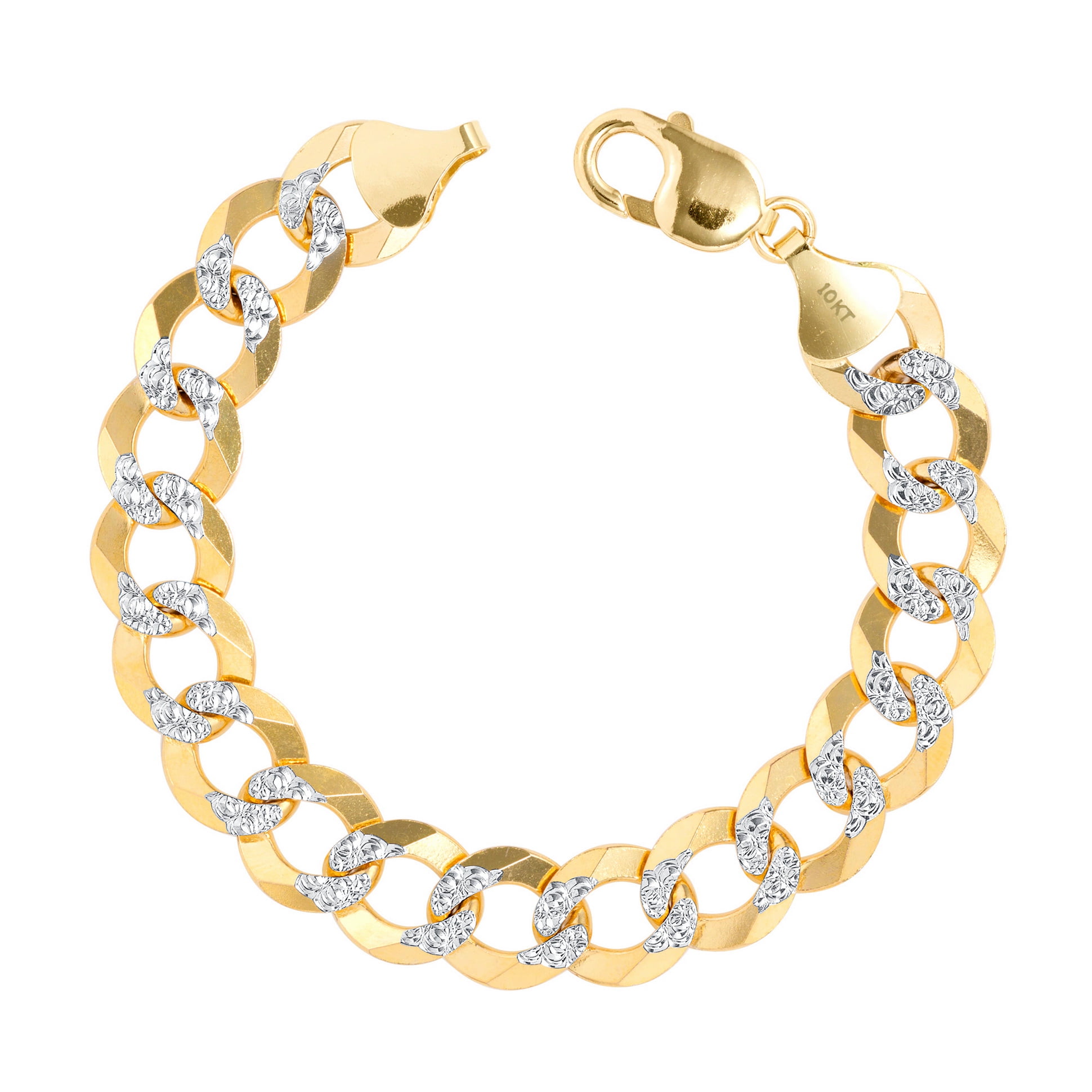 Nuragold 10k Real Yellow Gold Solid Cuban Curb Link 12.5mm Diamond Cut ...