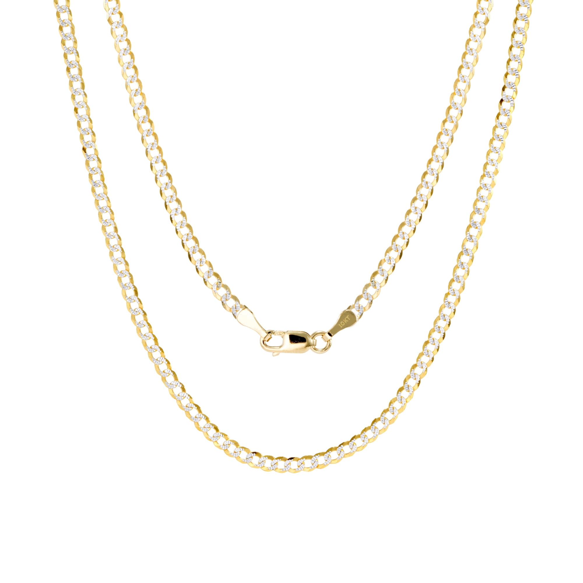 Nuragold 10k Real Yellow Gold Solid Cuban Curb Link 2.5mm Diamond Cut ...