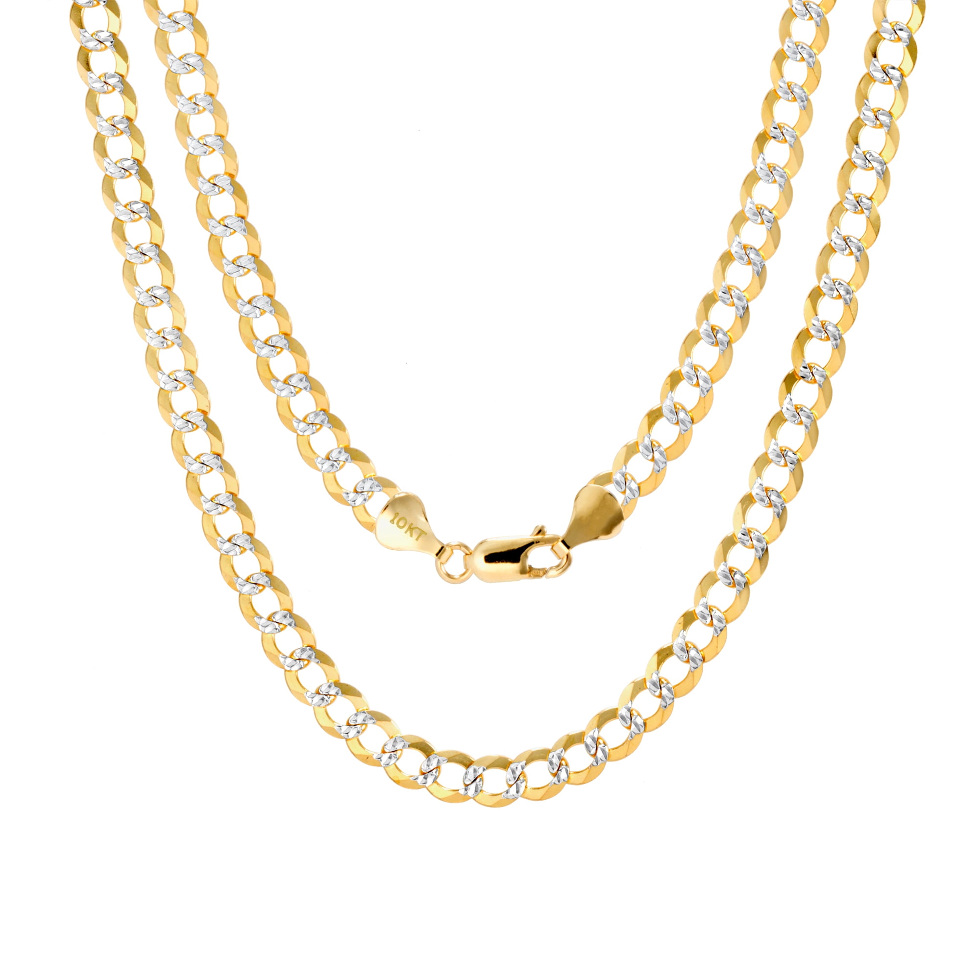Nuragold 10k Real Yellow Gold Solid Cuban Curb Link 6mm Diamond Cut ...