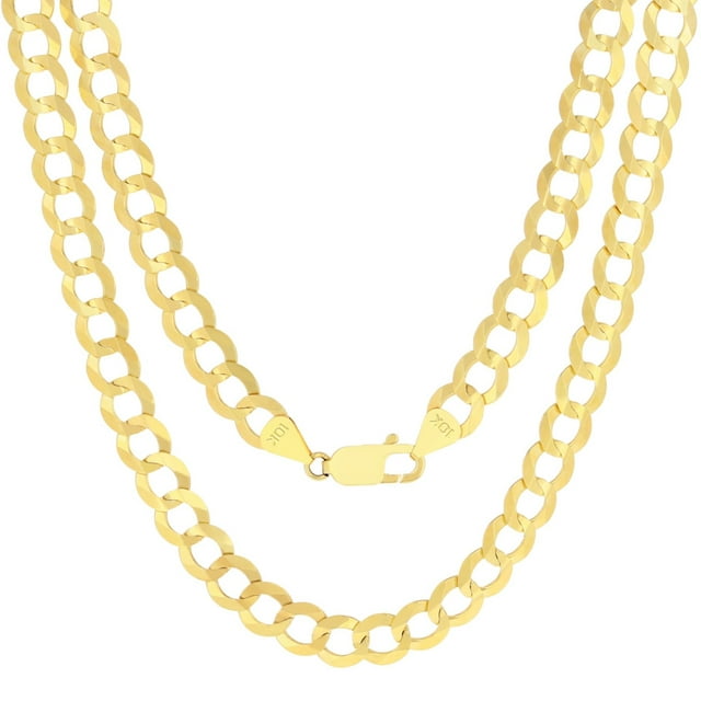"Nuragold 10k Yellow Gold Solid Cuban Curb Link Chain Necklace, 8mm ...