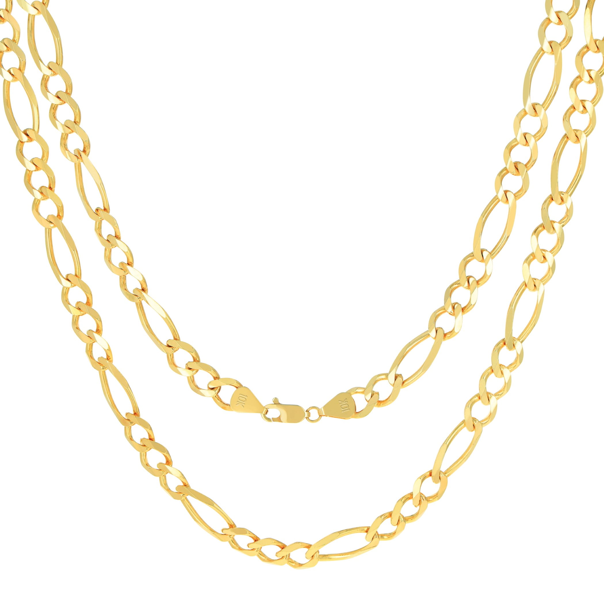 Nuragold 10k Real Yellow Gold Solid Figaro Link 8mm Thick Chain ...