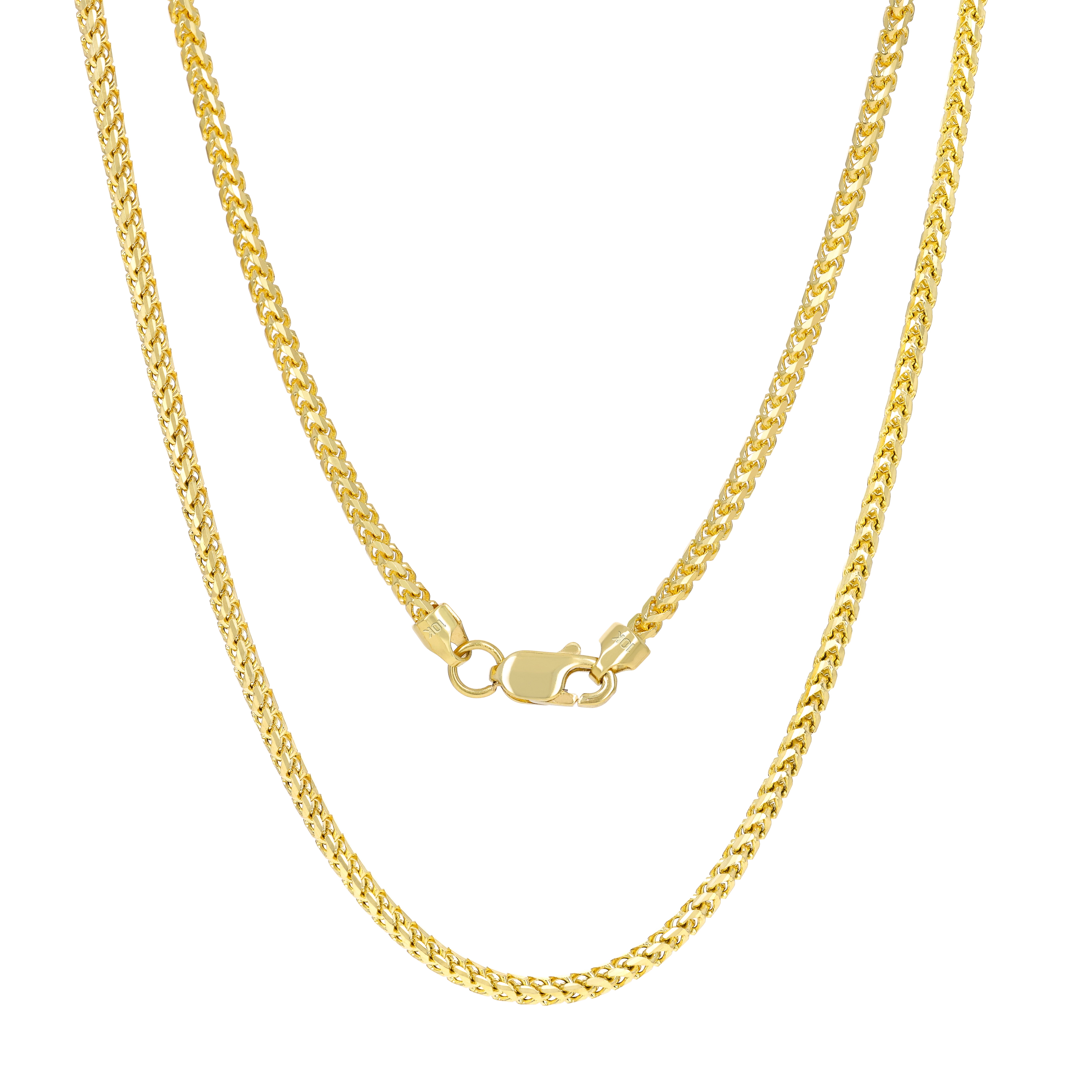 Nuragold 10k Real Yellow Gold Solid Franco Diamond Cut 1.7mm Spiga ...