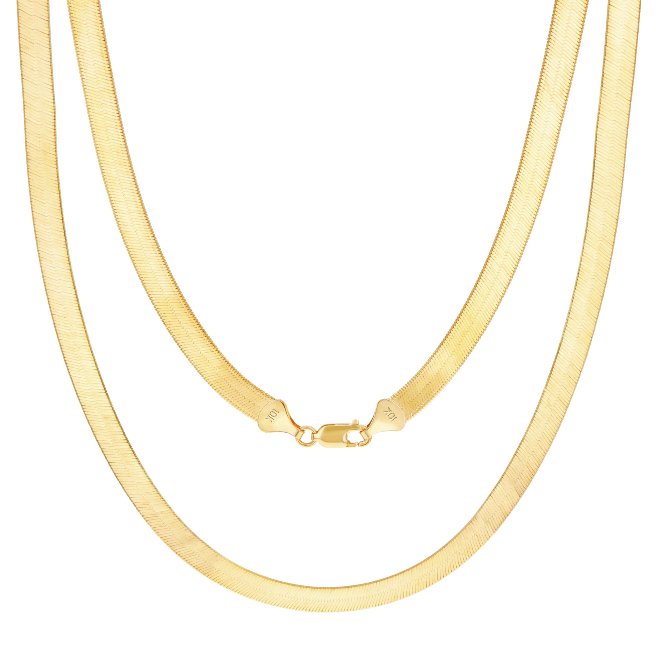Nuragold 10k Real Yellow Gold Solid Herringbone Flexible 7mm Chain ...