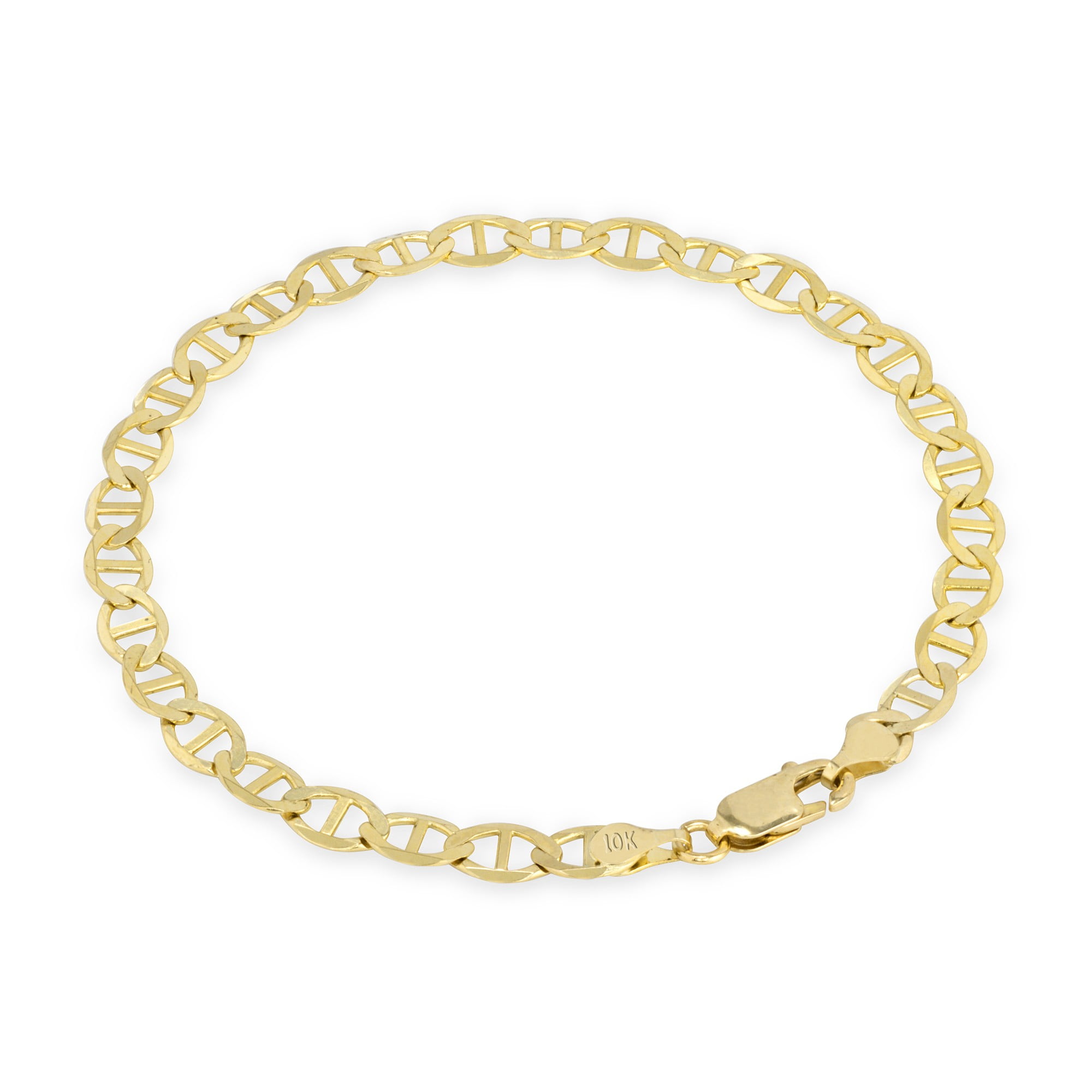 Nuragold 10k Real Yellow Gold Solid Mariner 4mm Chain Anchor Link ...