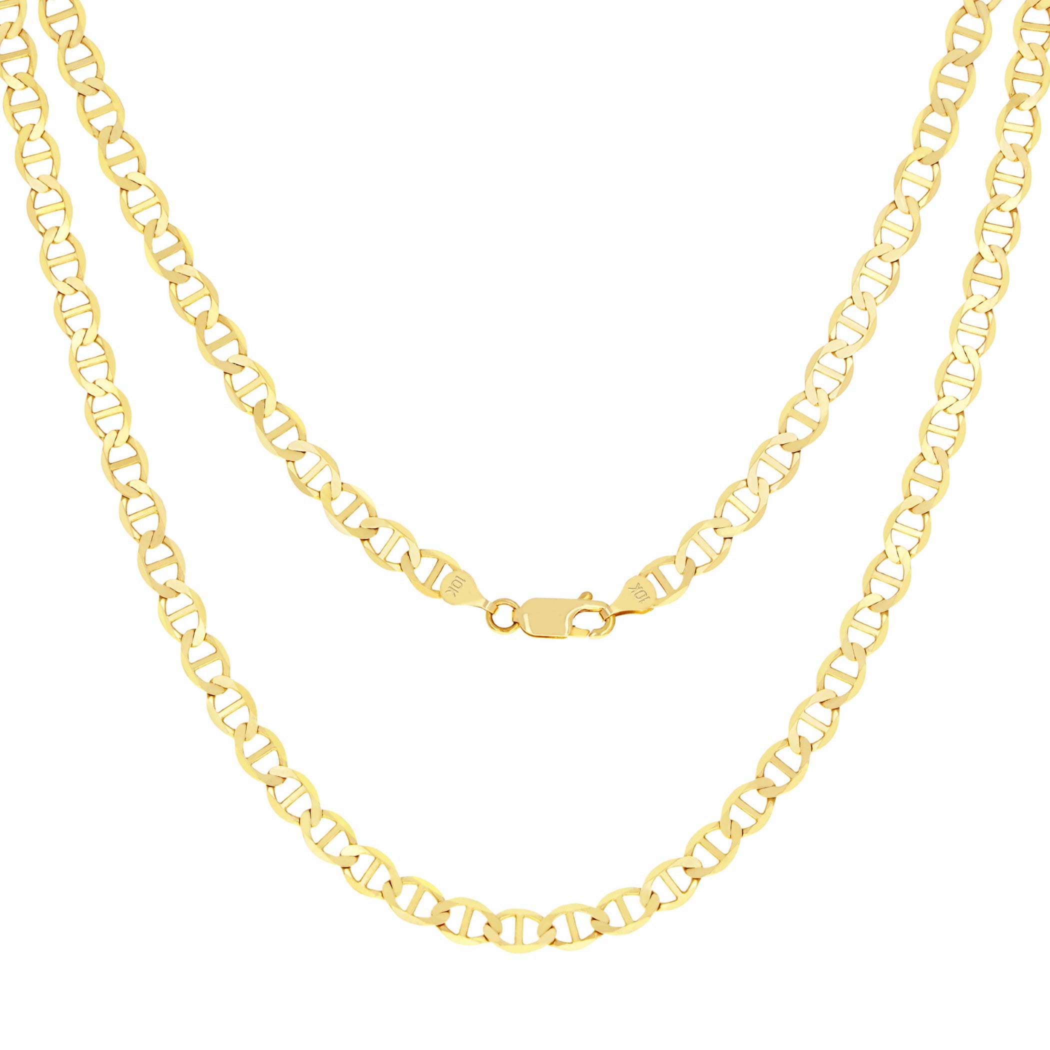 Nuragold 10k Real Yellow Gold Solid Mariner 4mm Chain Anchor Link ...