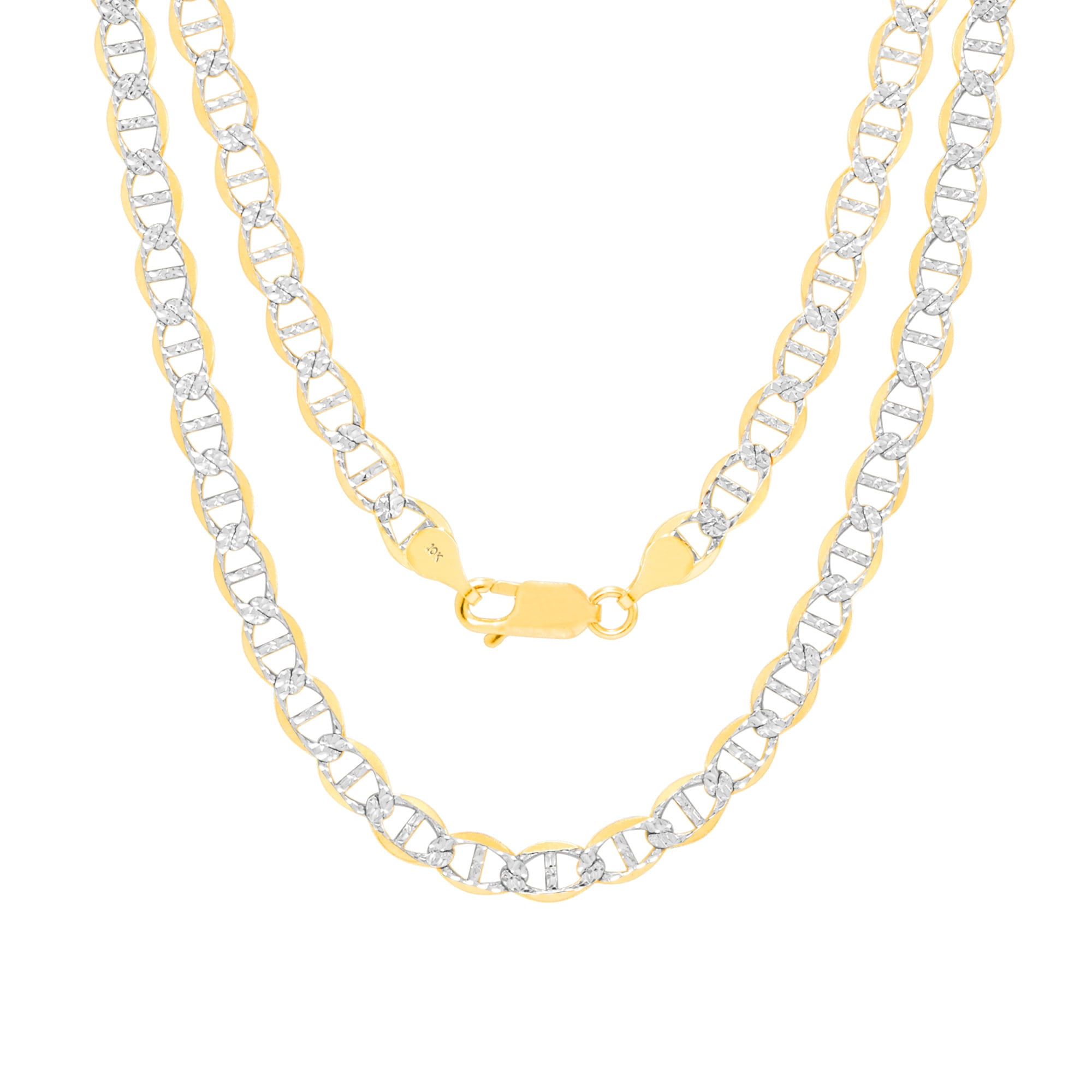 Nuragold 10k Yellow Gold 5mm Mariner Anchor Link Chain, Diamond Cut Two ...