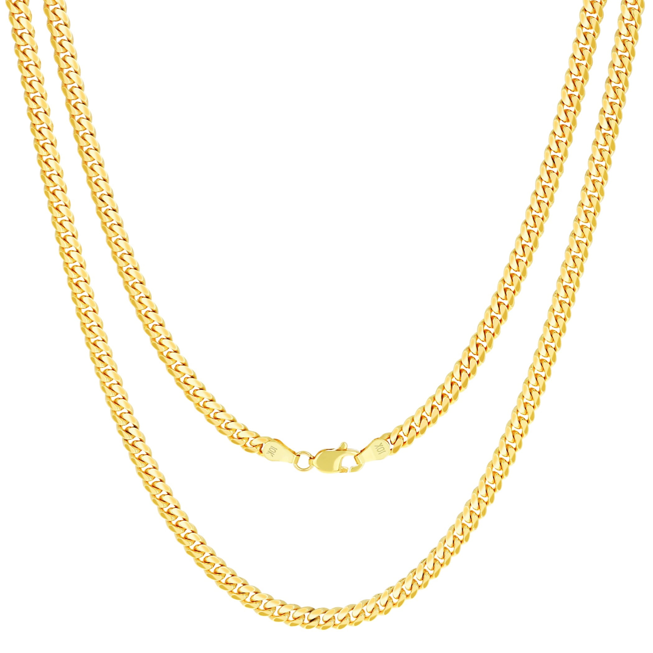 Nuragold 10k Real Yellow Gold Solid Miami Cuban Link 4mm Chain Necklace ...