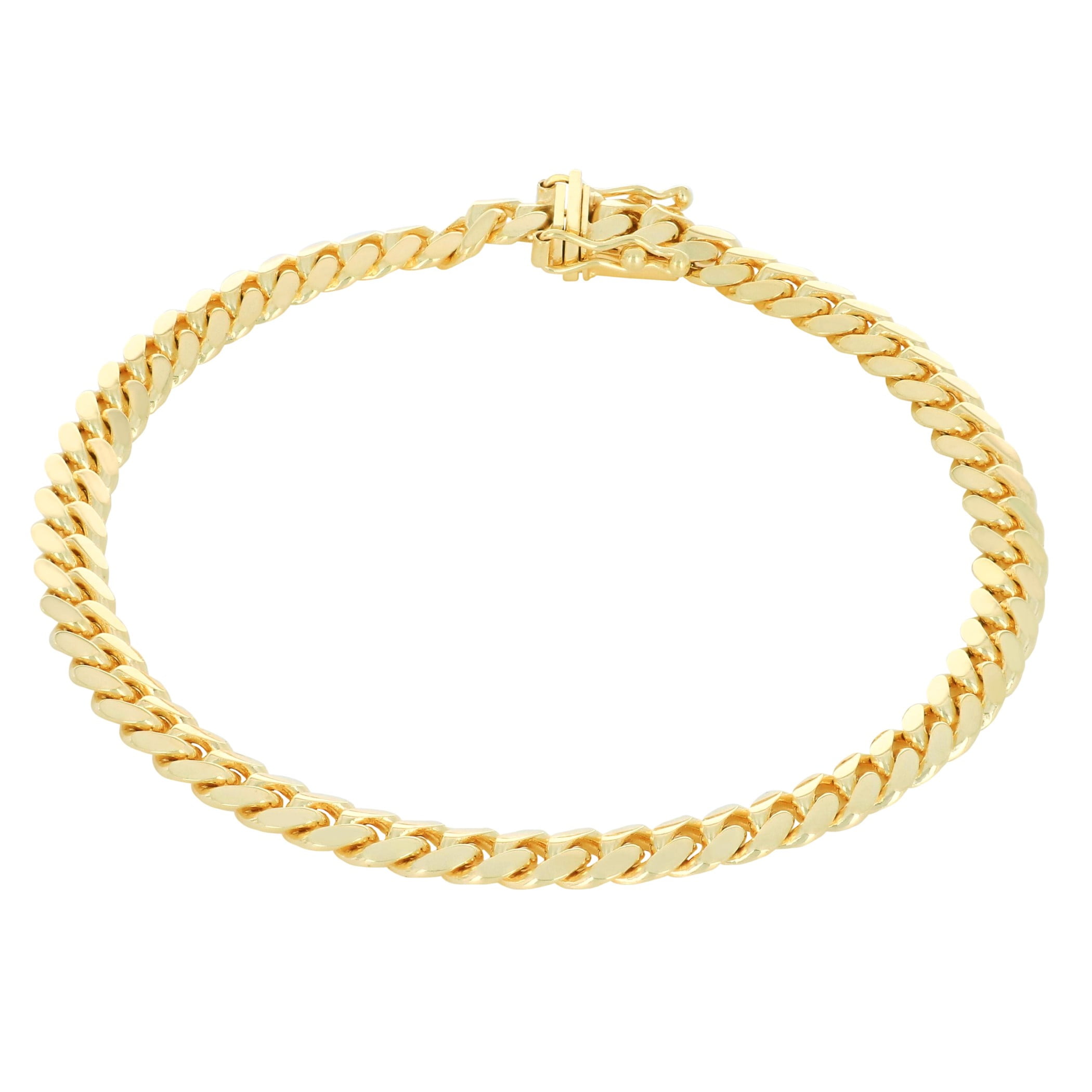 Nuragold 10k Real Yellow Gold Solid Miami Cuban Link 5mm Chain Bracelet ...