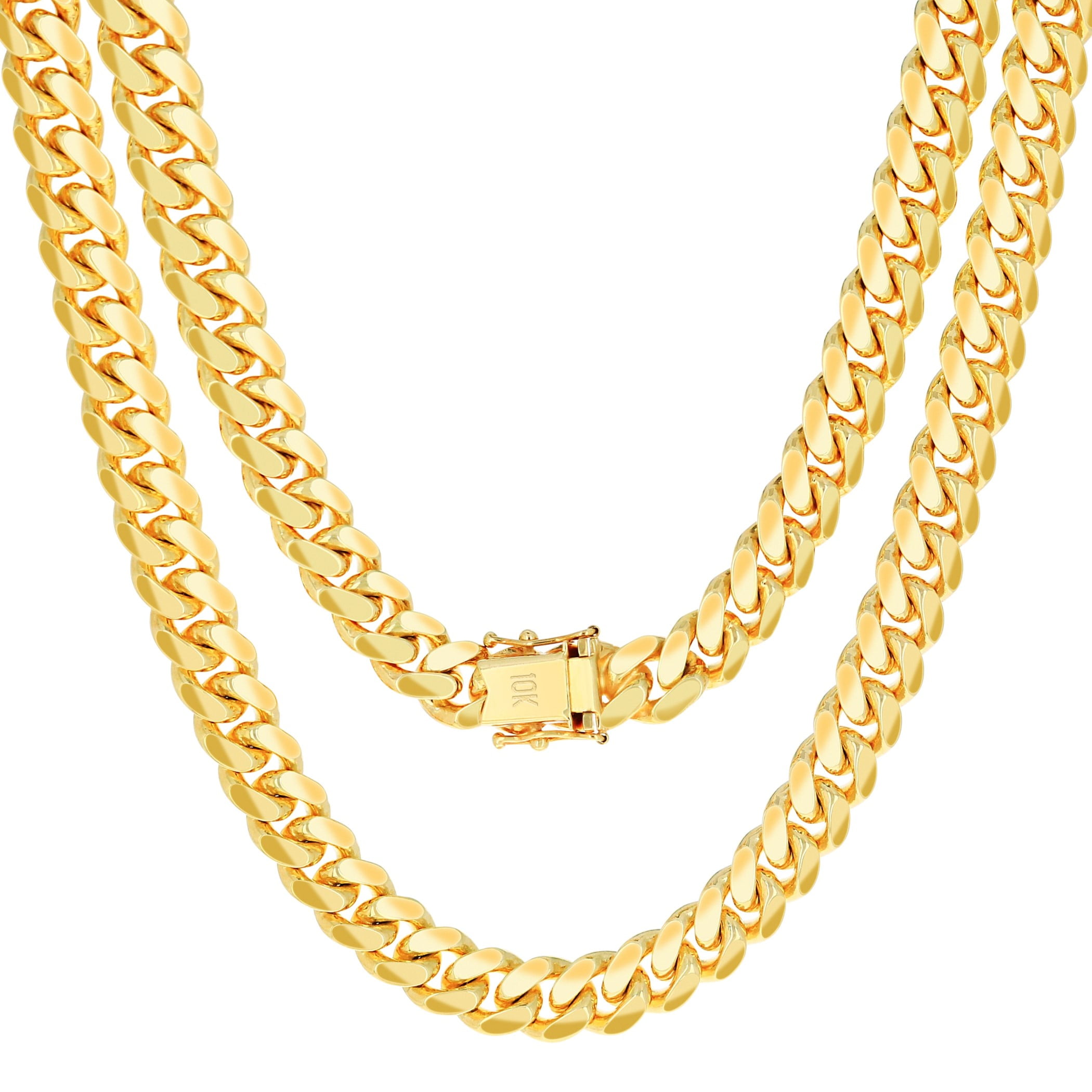 Nuragold 10k Real Yellow Gold Solid Miami Cuban Link 8mm Chain Necklace ...