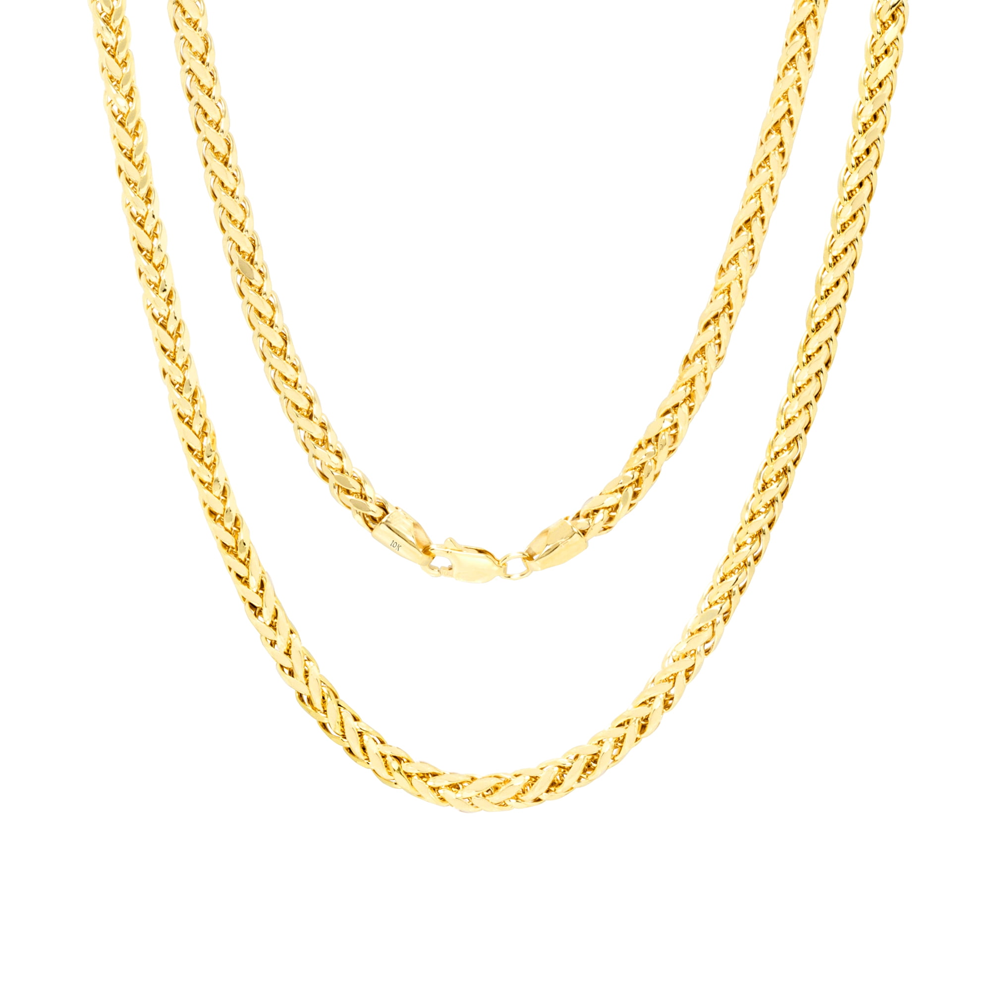 Nuragold 10k Real Yellow Gold Spiga Wheat 4mm Rounded Foxtail Palm ...