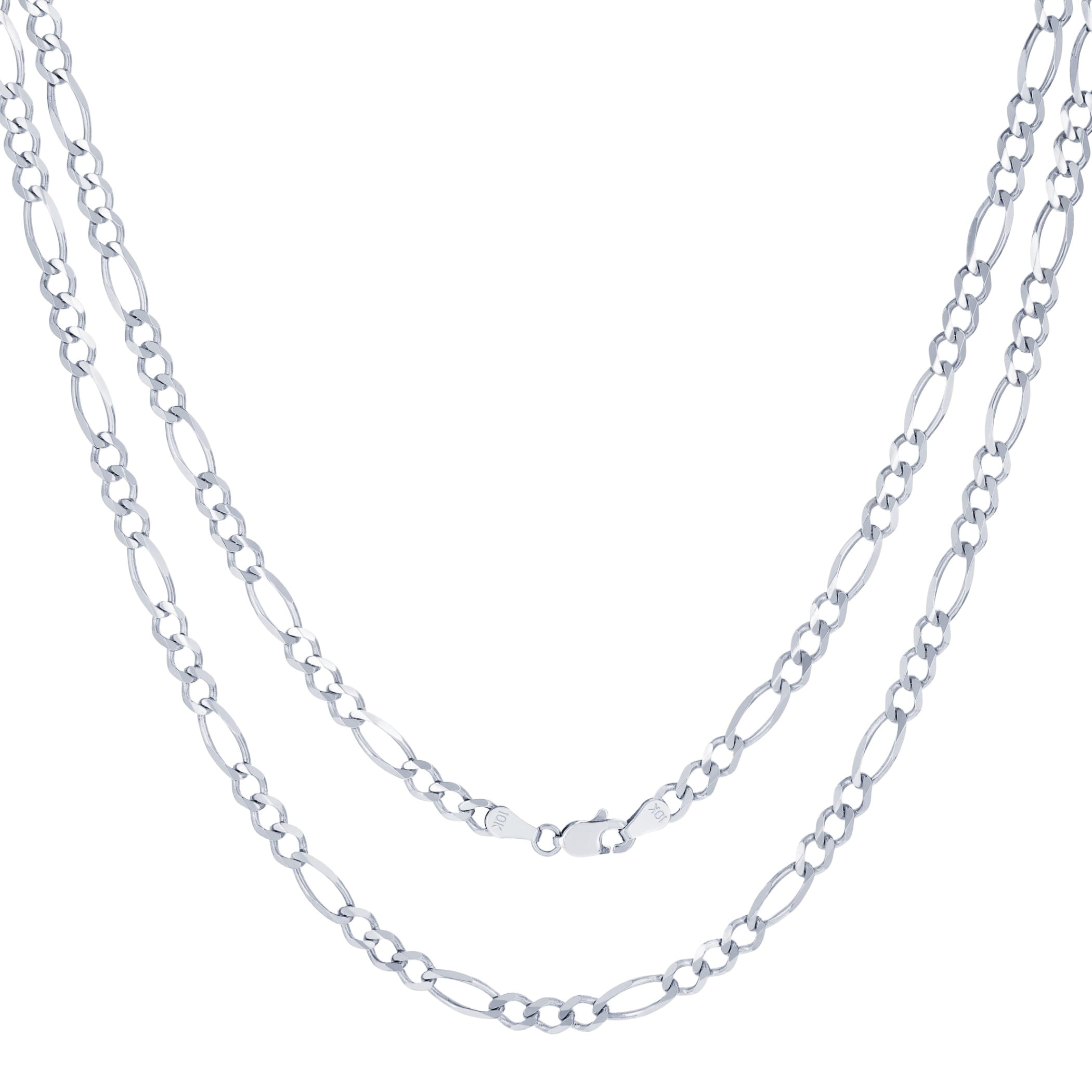 Nuragold 10k White Gold 4.5mm Solid Figaro Chain Link Pendant Necklace ...