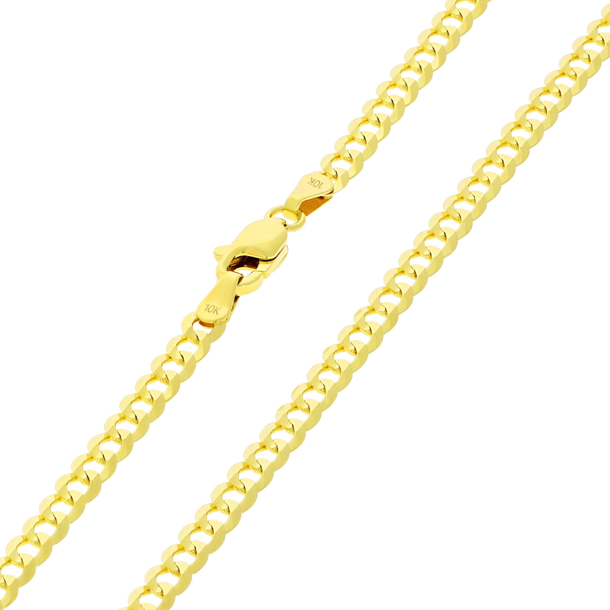 Nuragold 10k Yellow Gold 4mm Solid Cuban Curb Link Chain Pendant ... Nuragold 10k Yellow Gold 4mm Solid Cuban Curb Link Chain Pendant ...