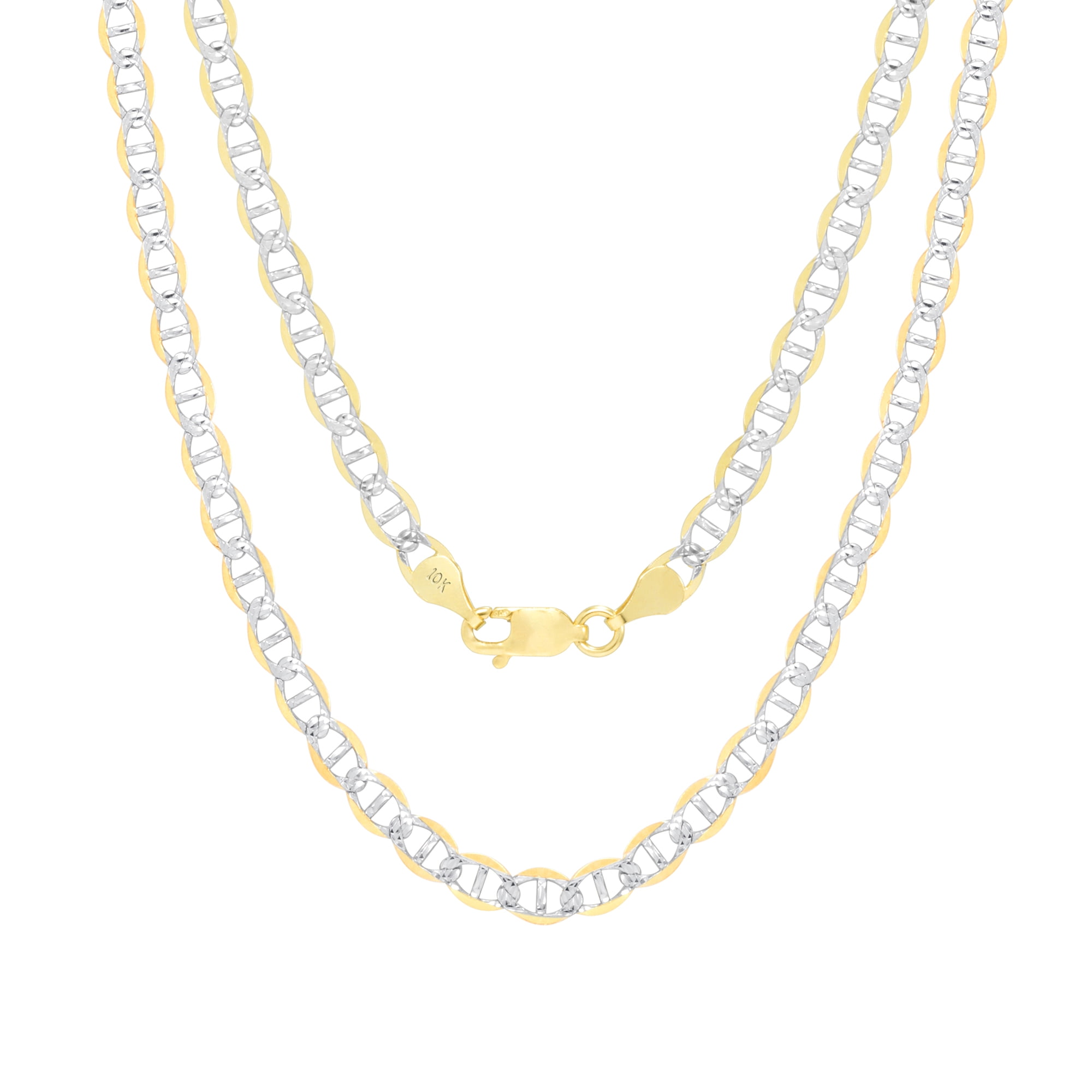 Nuragold 10k Yellow Gold 4mm Solid Mariner Anchor Link Chain Diamond ...