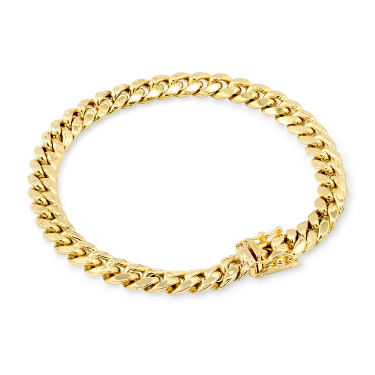 Nuragold 10K Real Yellow Gold Miami Cuban Link 6.5mm Chain Bracelet 7 inch 9 inch Italian Jewelry for Men Women Adult Unisex Size 7.5