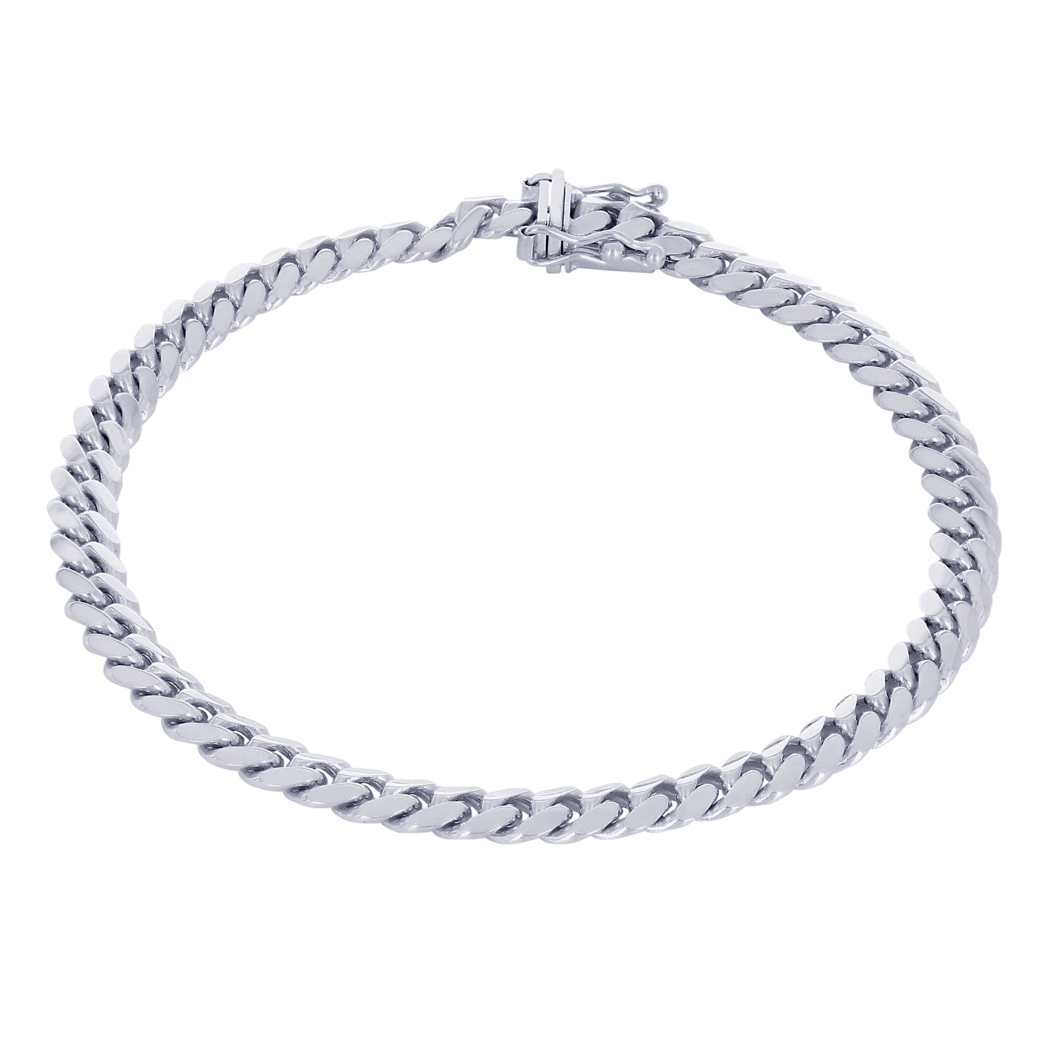 Nuragold 14K Real White Gold Solid Miami Cuban Link 5mm Chain Bracelet ...