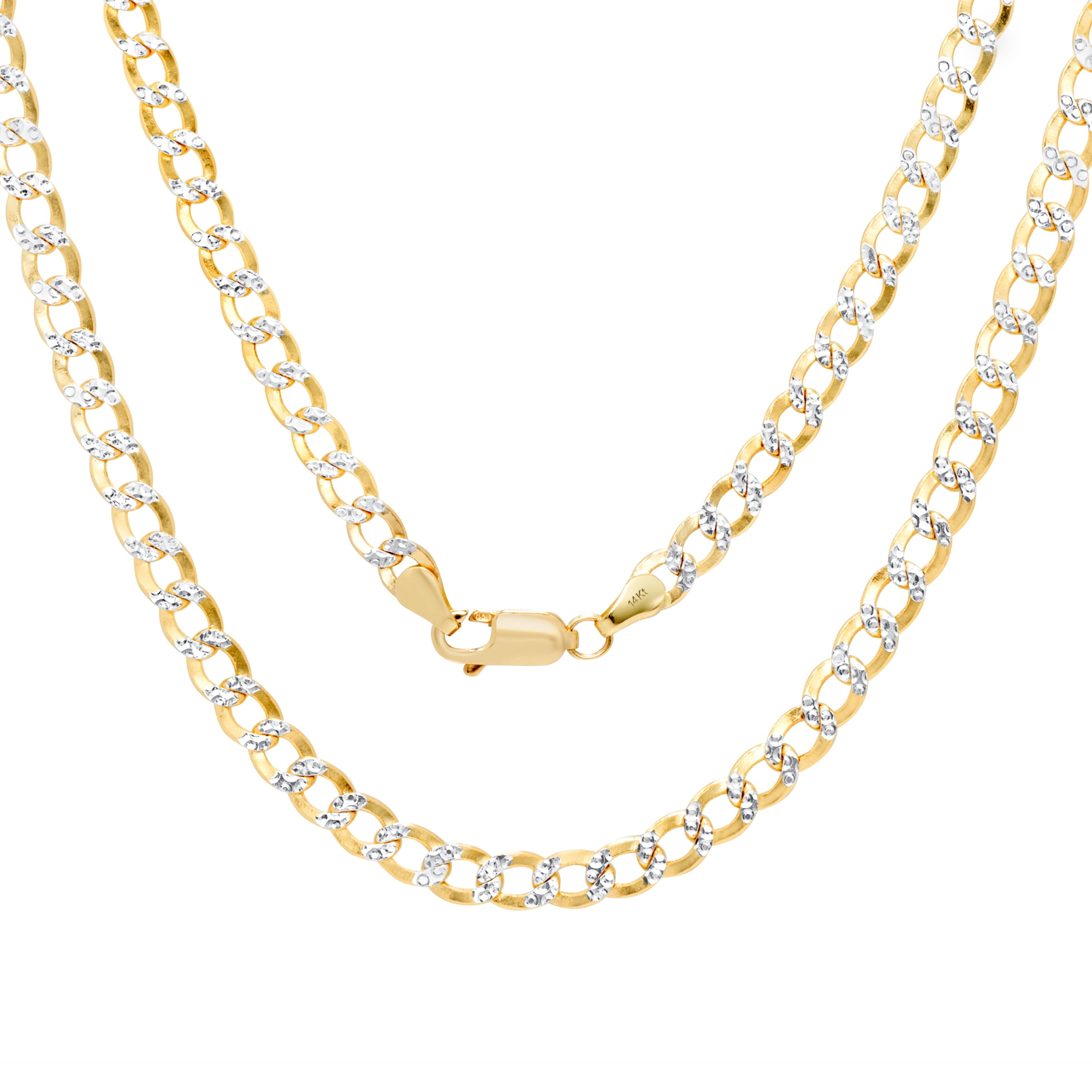 Nuragold 14k Gold 4.5mm Cuban Chain, Diamond Cut Pave Pendant, 16"-26 ...