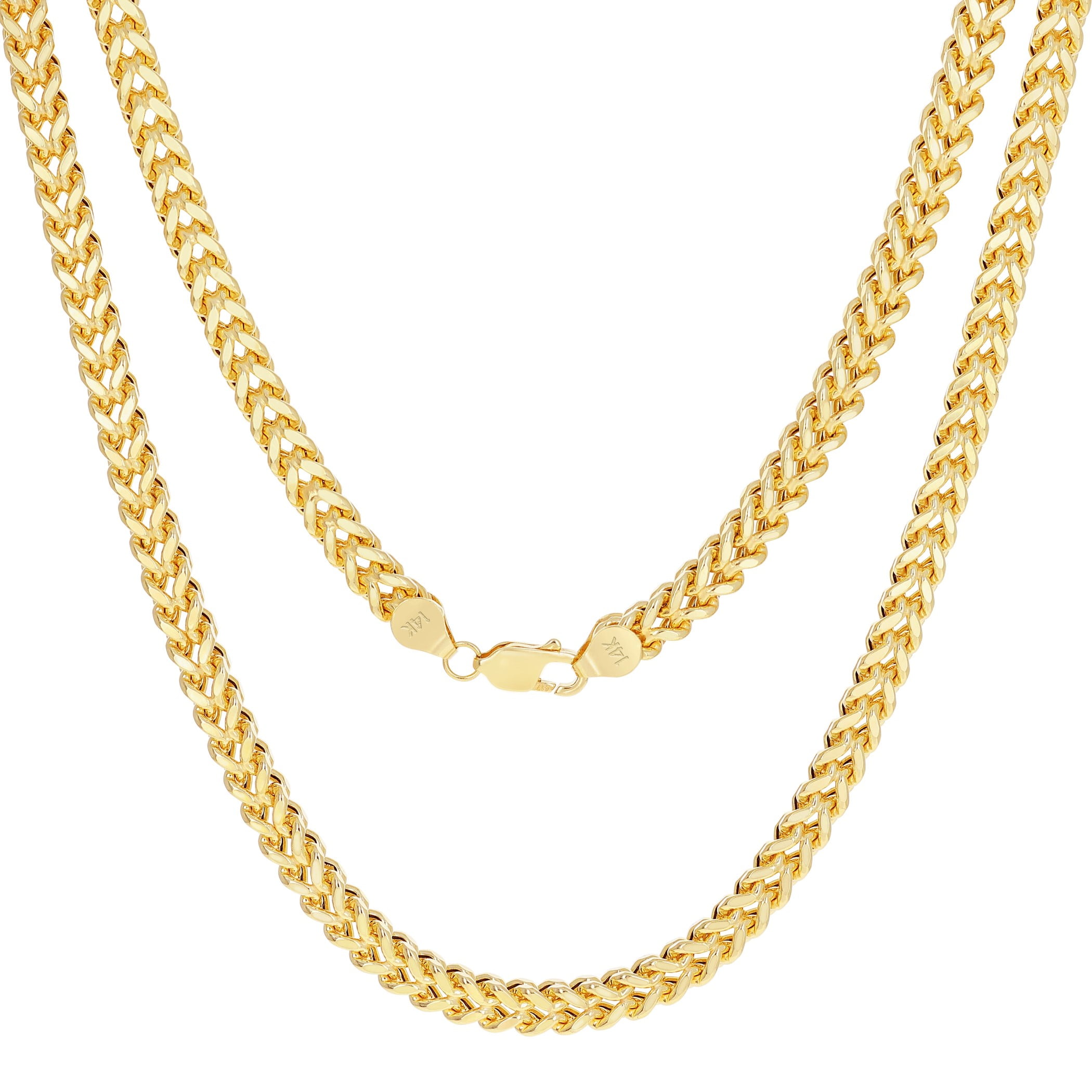 Nuragold 14k Real Yellow Gold Franco Square 5mm Box Chain Wheat Chain ...