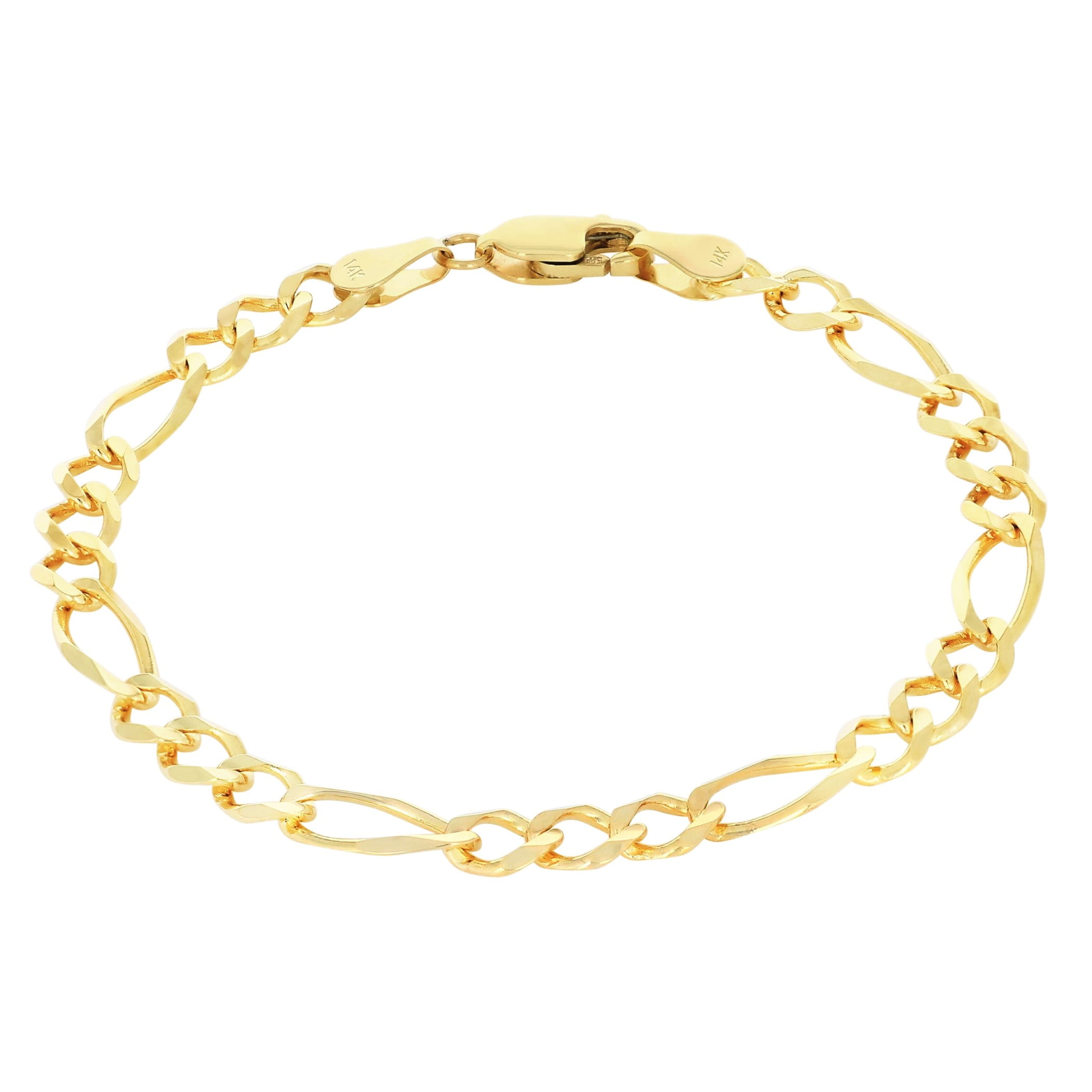 Nuragold 14k Real Yellow Gold Solid Figaro Link 5.5mm Chain Bracelet (7 ...