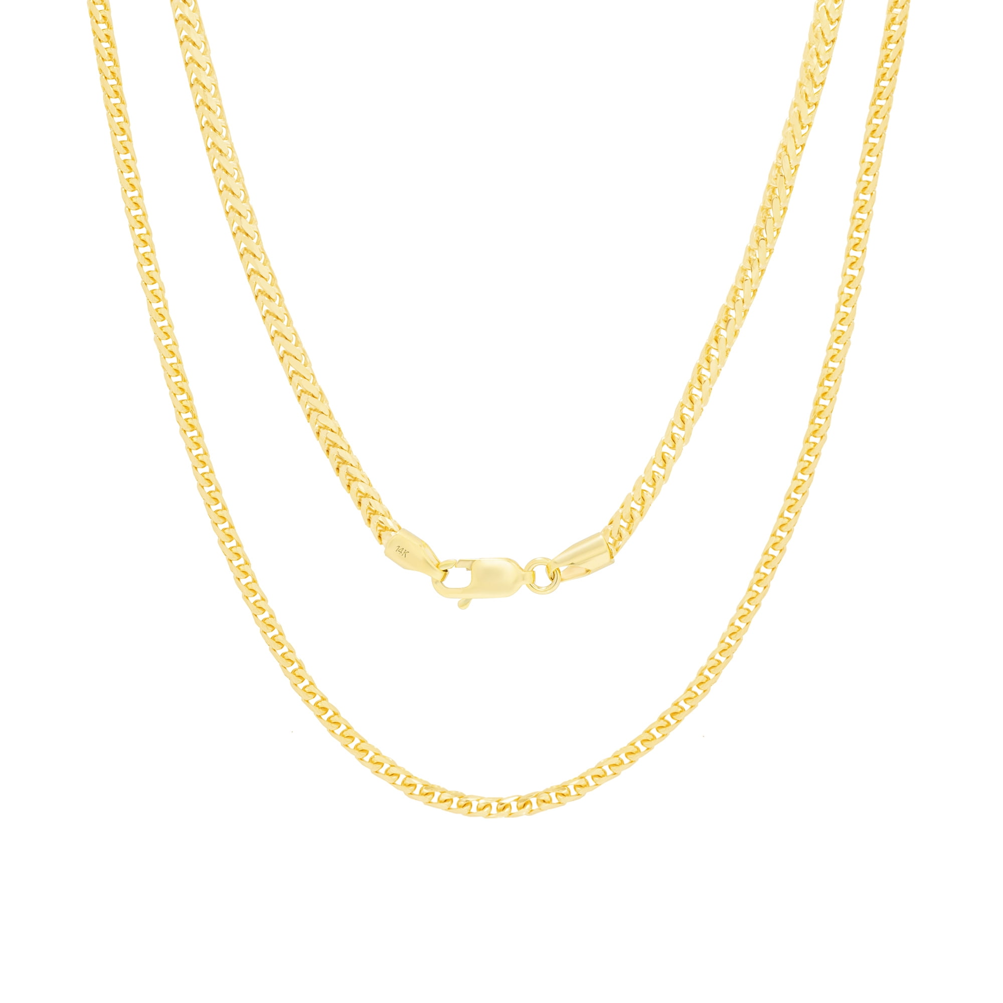 Nuragold 14k Real Yellow Gold Solid Franco Diamond Cut 2.5mm Spiga ...