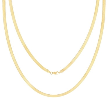 Decadence 14K Yellow Gold Solid 3mm Herringbone Chain with Lobster Claw Clasp | 18" Necklace ...