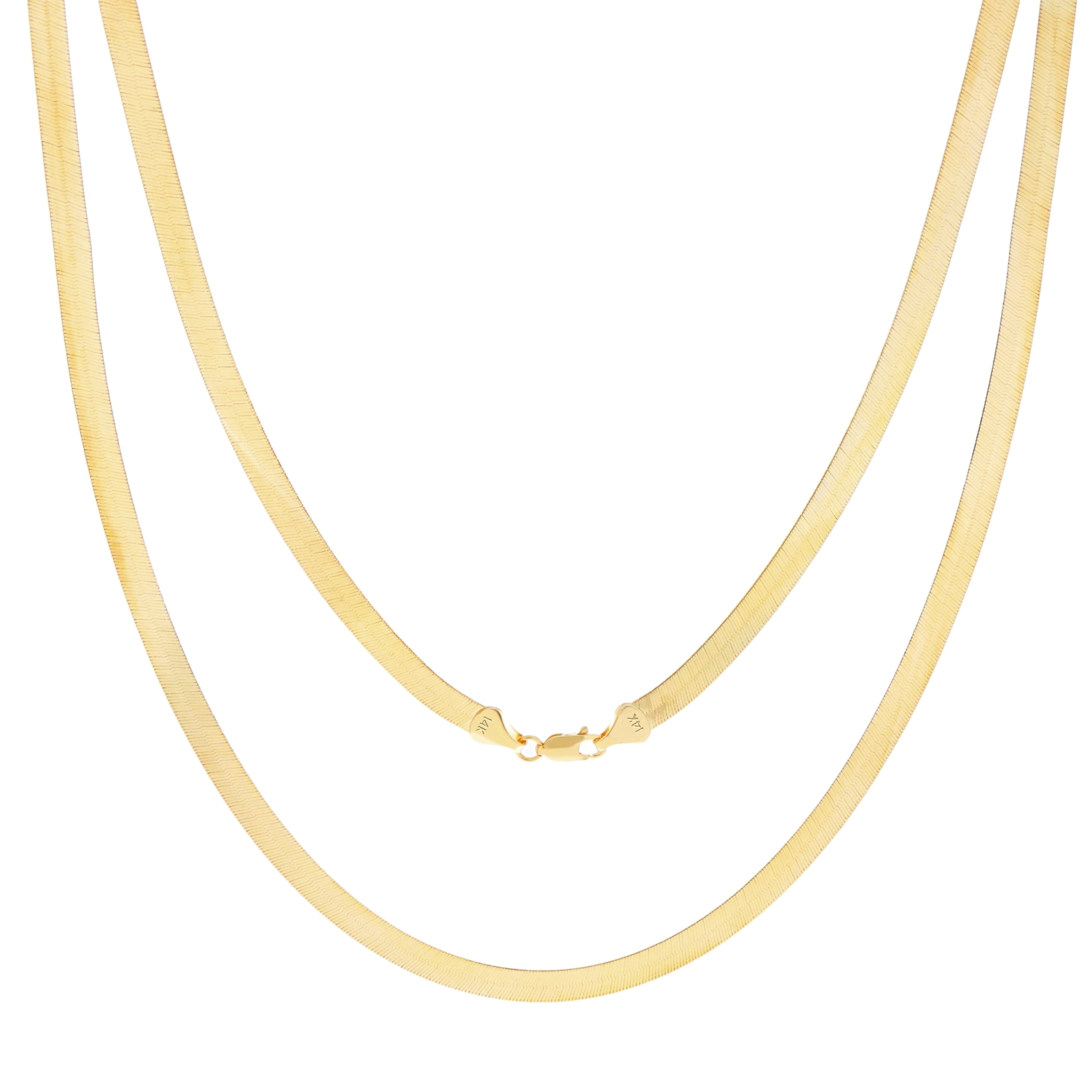 Nuragold 14k Real Yellow Gold Solid Herringbone Flexible 5mm Chain ...