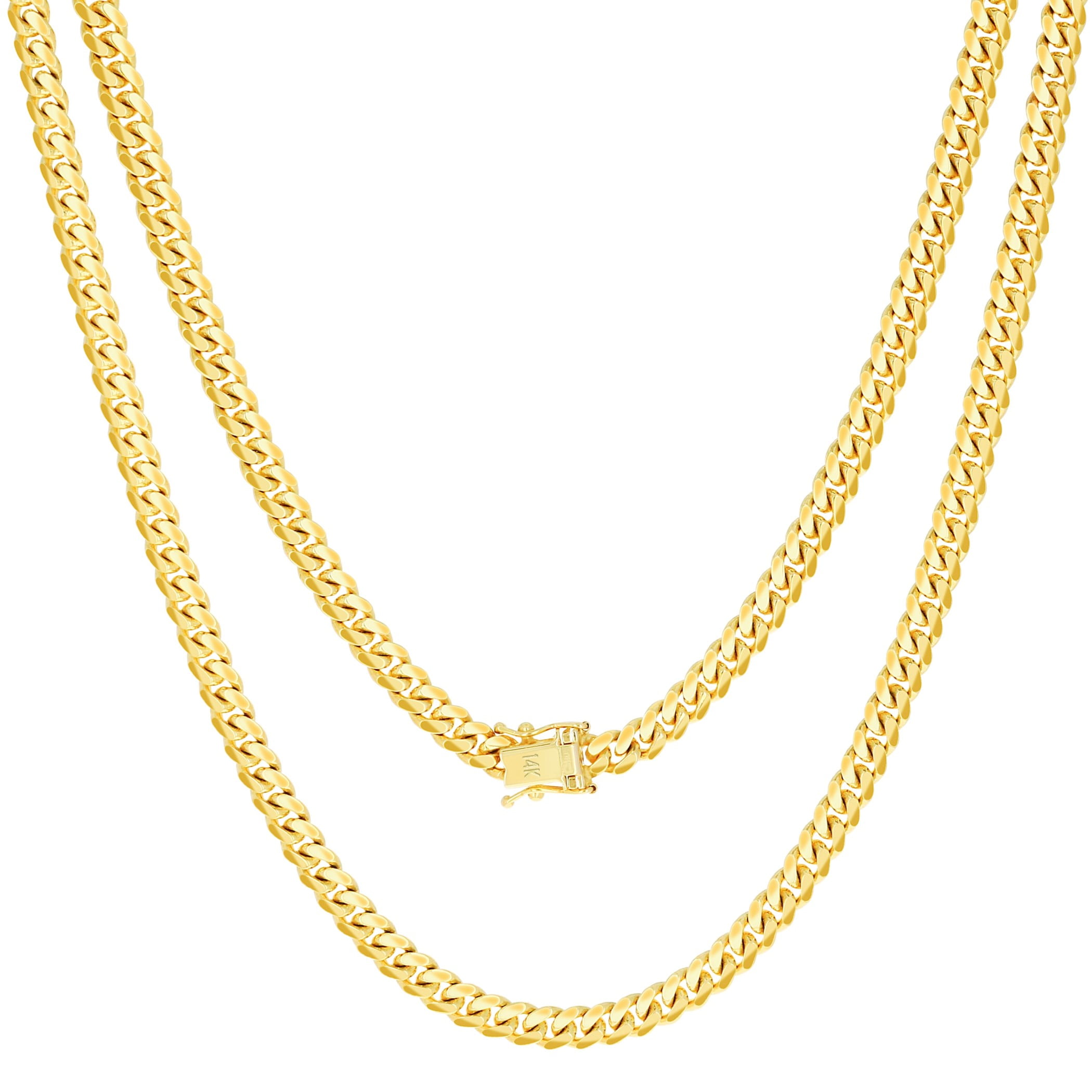 "Nuragold 14k Yellow Gold 5mm Solid Miami Cuban Link Chain Pendant ...