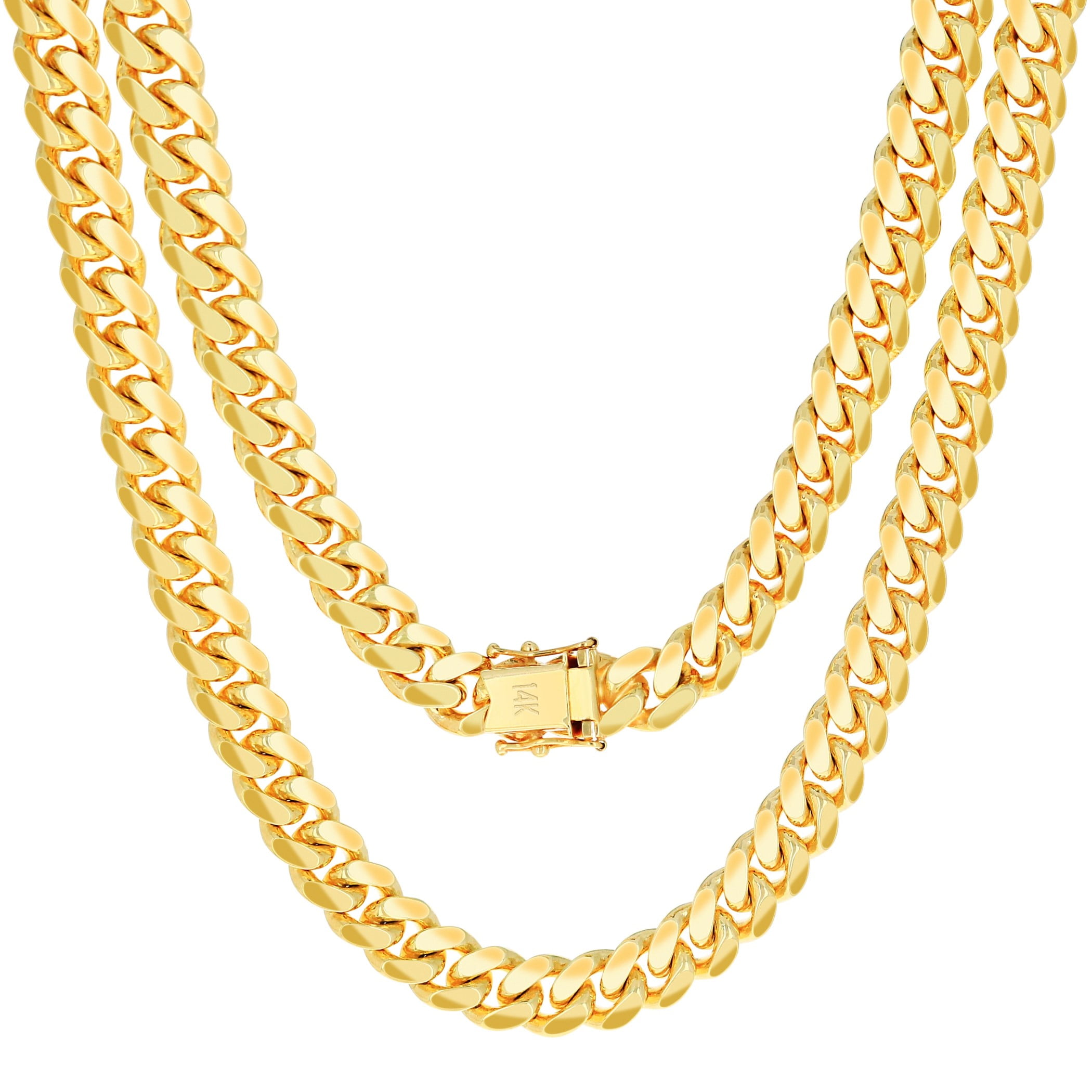 Nuragold 14k Real Yellow Gold Solid Miami Cuban Link 8mm Chain Necklace ...