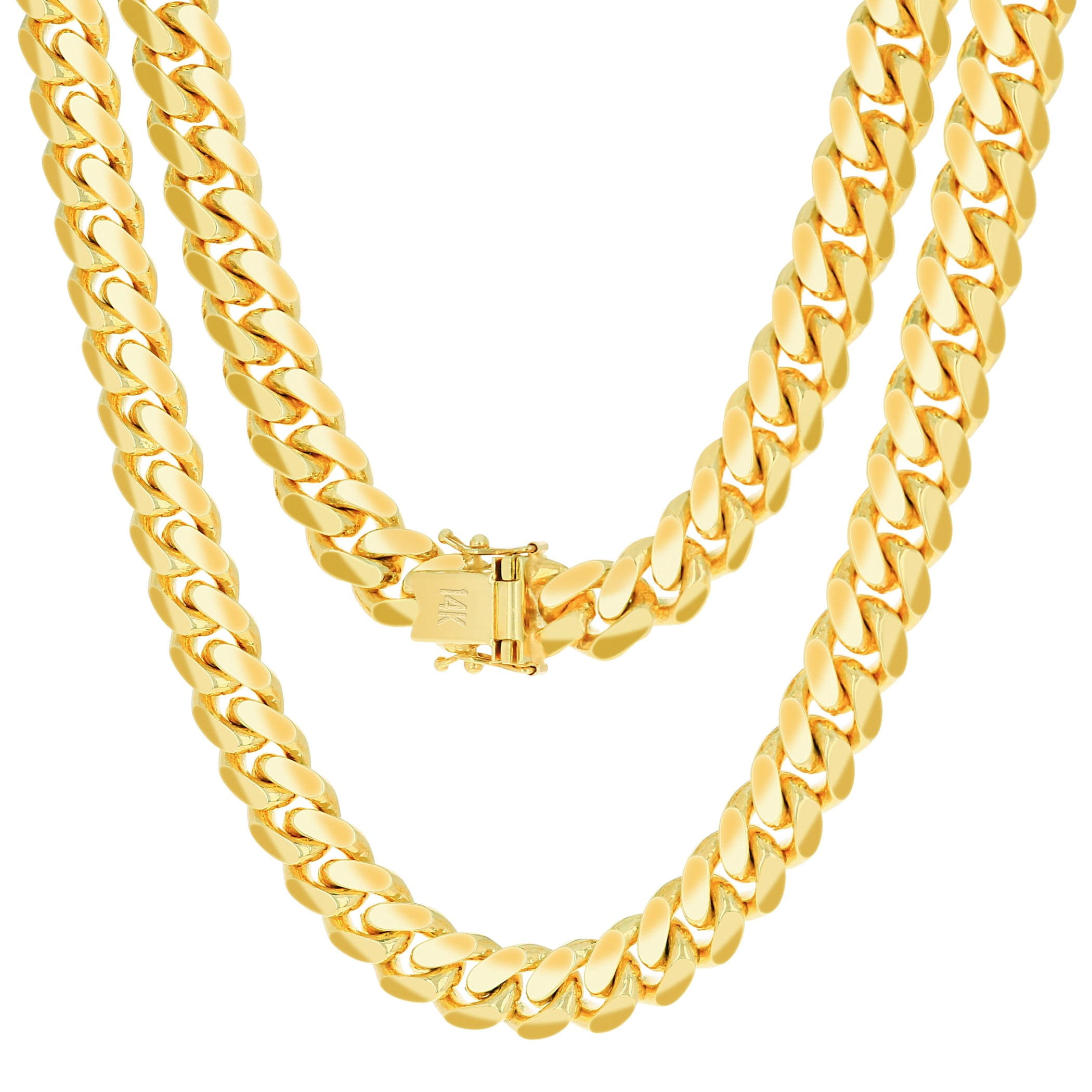 Nuragold 14k Real Yellow Gold Solid Miami Cuban Link 9mm Chain Necklace ...