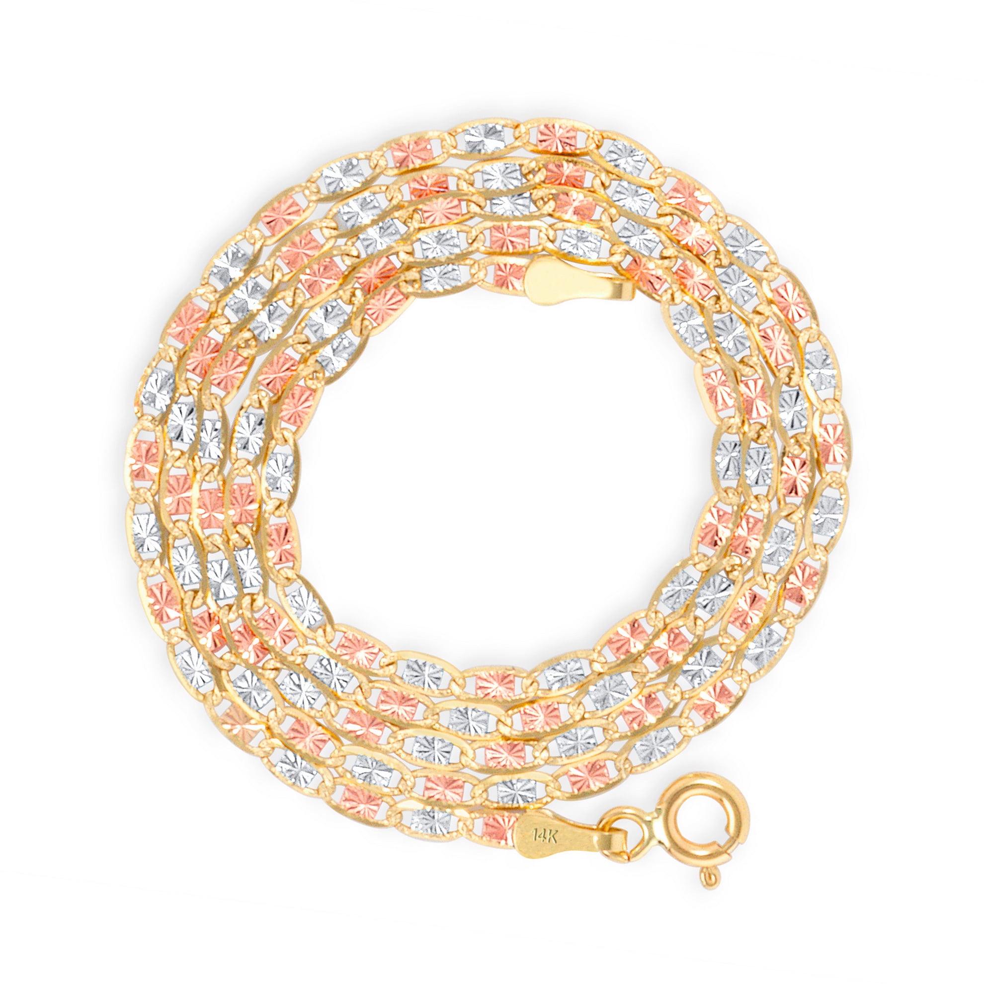 Nuragold 14k Real Yellow Rose White Gold Solid Valentina 1.5mm Anchor ...