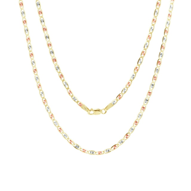 Nuragold 14k Tri Color Yellow White Rose Gold 2.6mm Valentino Anchor ...
