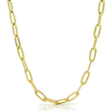 14K Yellow Gold 4mm Paperclip Elongated Open Chain Necklace 16"-30 ...