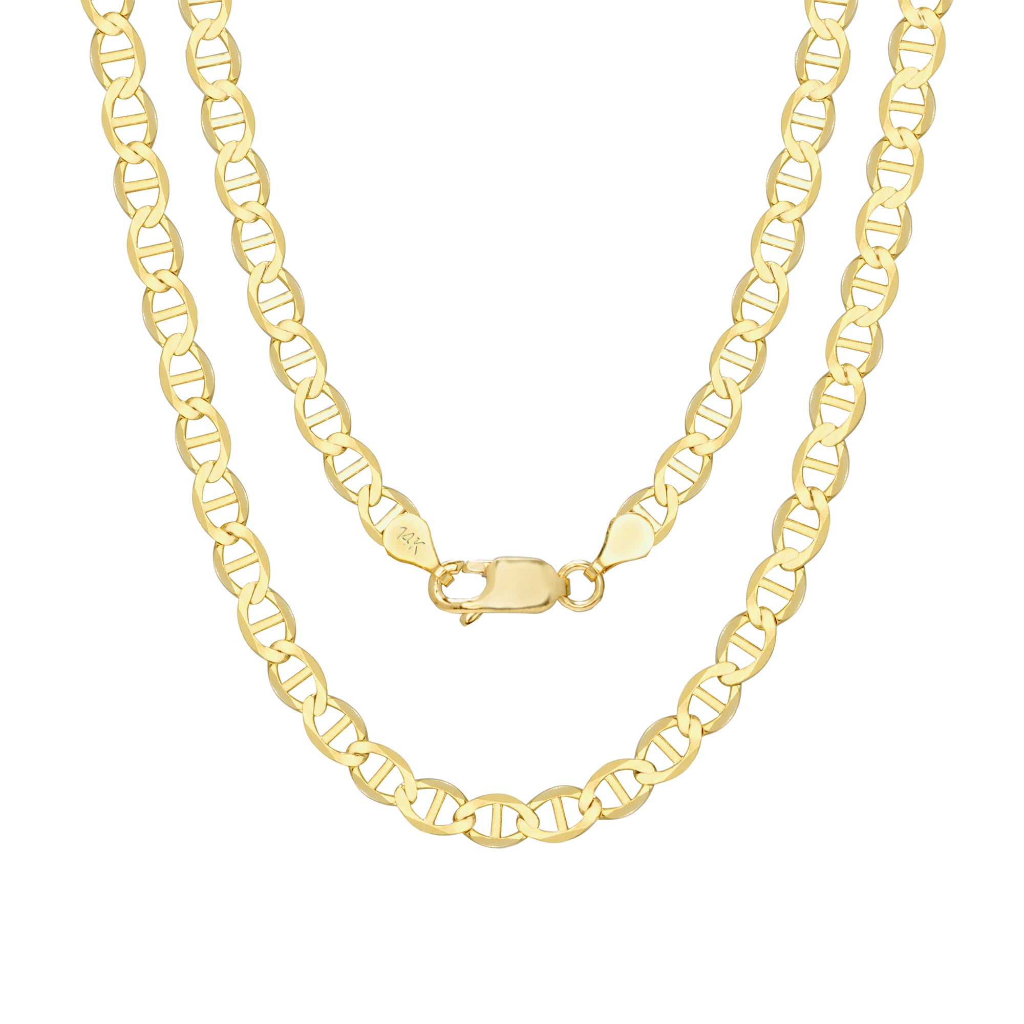 Nuragold 14k Yellow Gold Solid 6mm Anchor Mariner Link Chain Necklace ...
