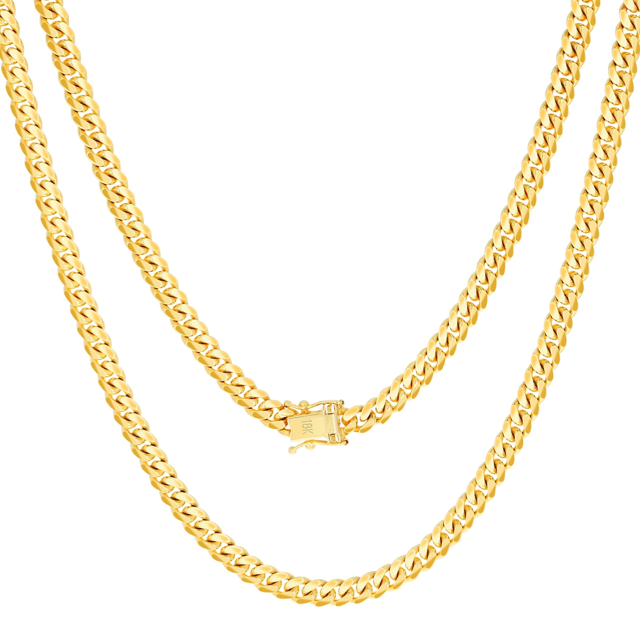 Nuragold 18k Real Yellow Gold Solid Miami Cuban Link 4mm Chain Necklace ...