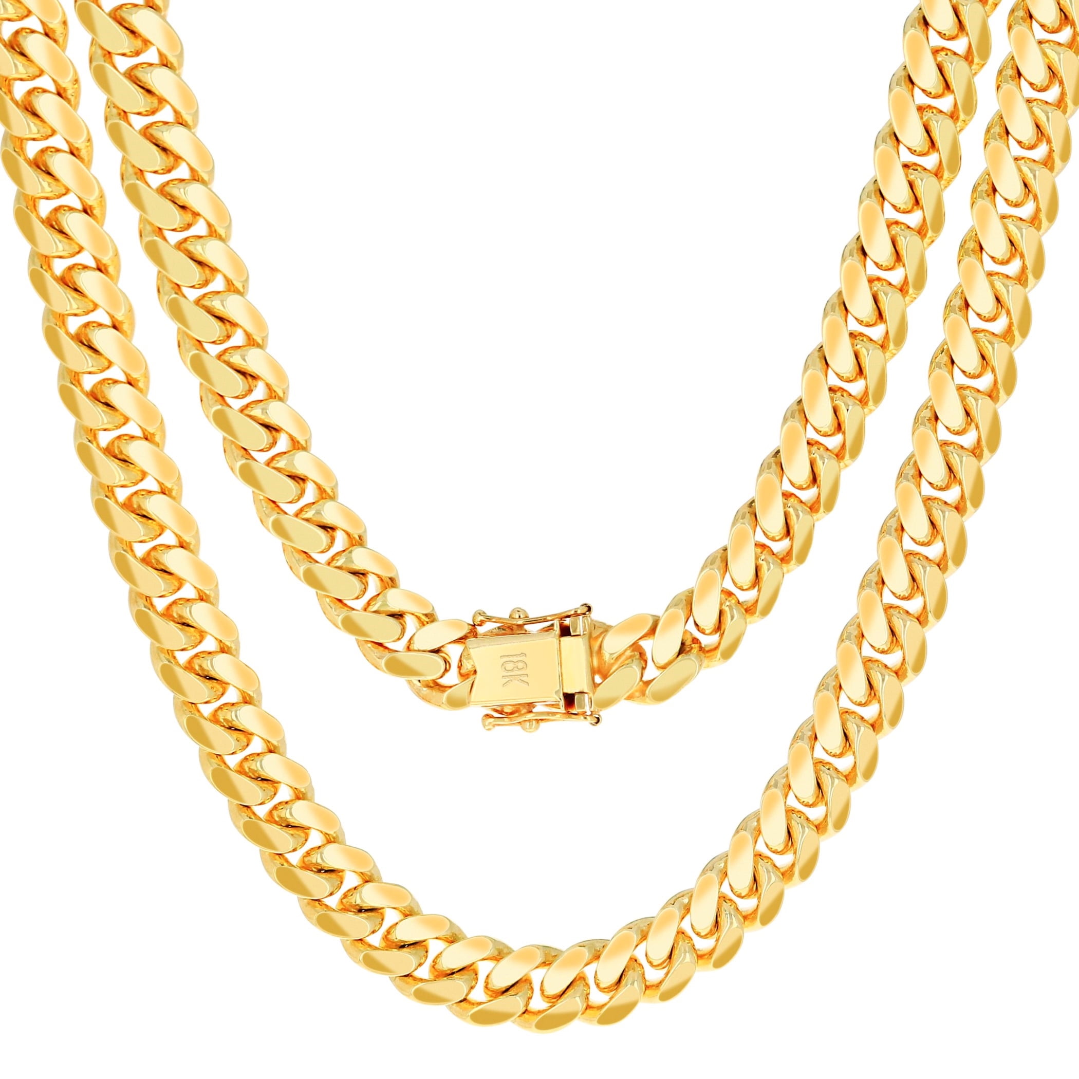 Nuragold 18k Real Yellow Gold Solid Miami Cuban Link 7mm Chain Necklace ...
