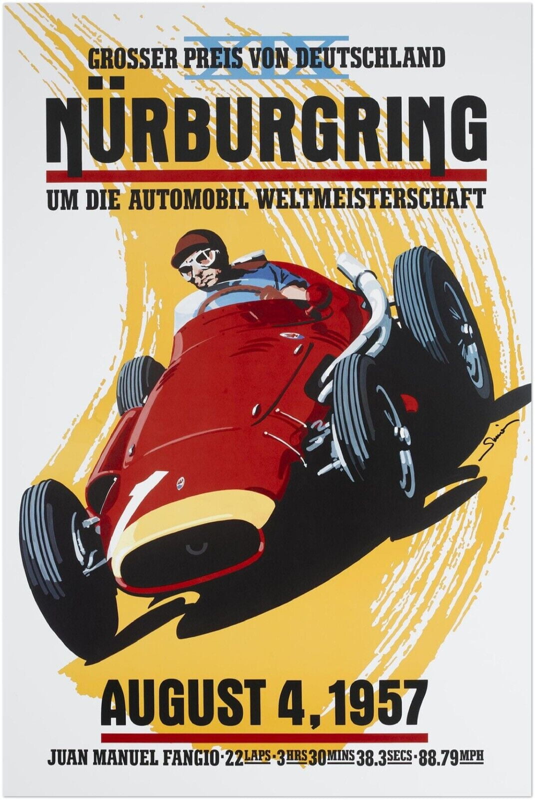 Nurburgring 1957 - Vintage Racing Travel Poster - Auto Posters ...