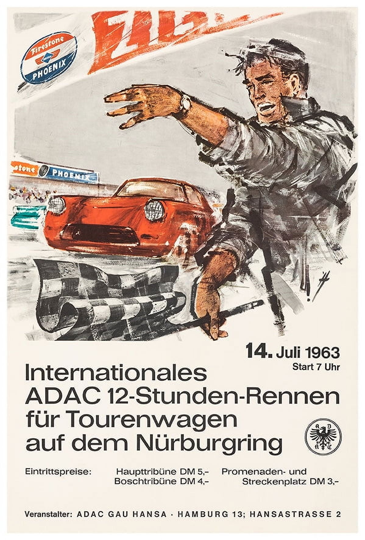 Nurburgring - 1963 - Vintage Racing Poster (11x17Inches) - Walmart.com