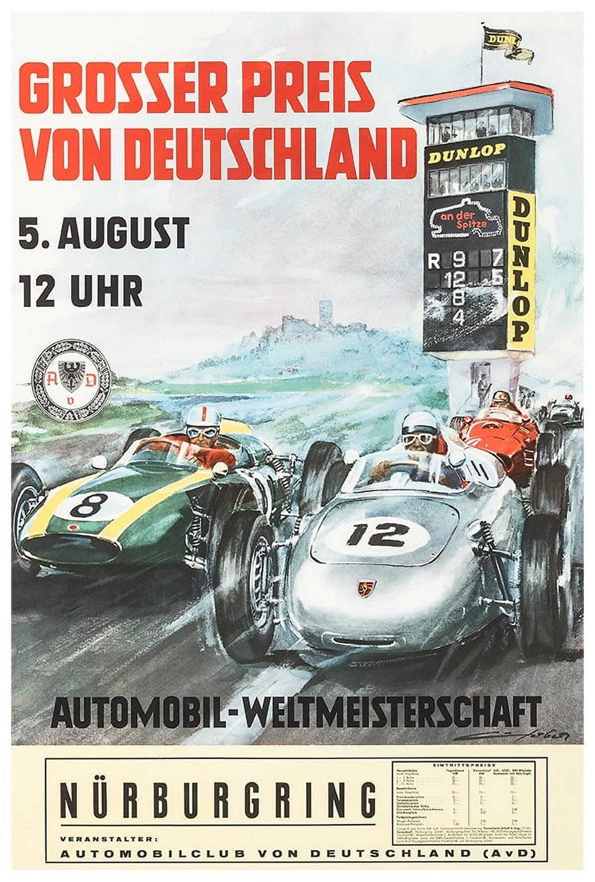 Nurburgring - Grand Prix - 1961 - Vintage Racing Poster (24x36Inches ...