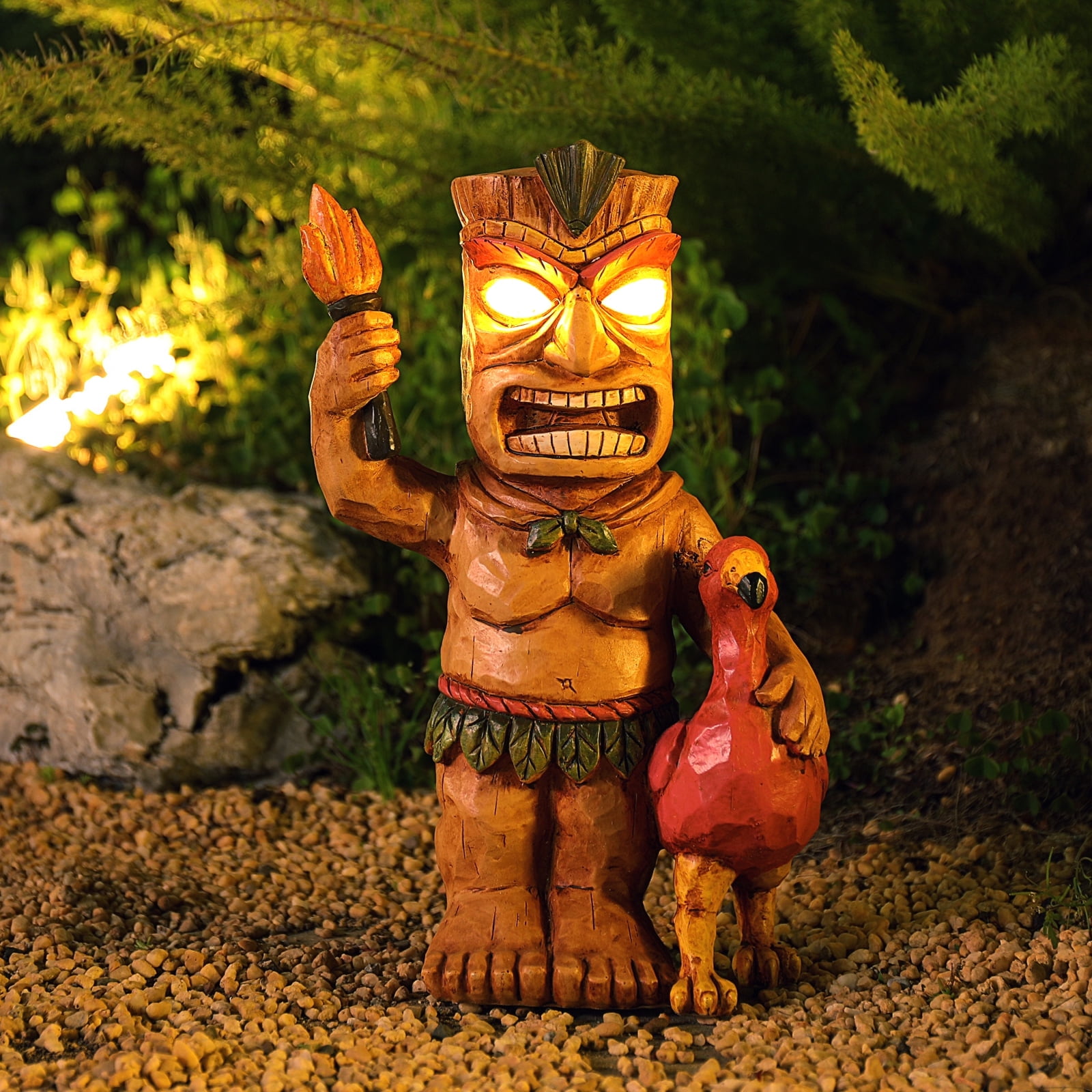 Nurforta Solar Tiki Statue: Torch Apple, LED Eyes, Perfect for Beach ...