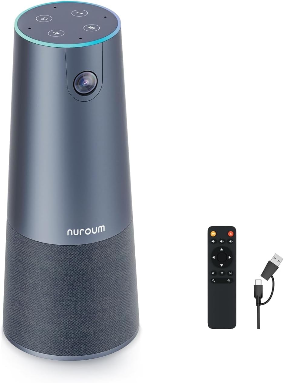 Nuroum C40 2K Video Webcam with Microphone, Speaker, AI Auto Framing, 5X Zoom, Noise Cancelling ...