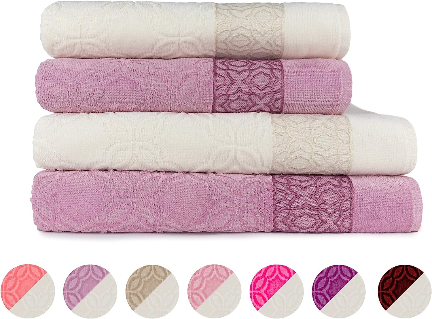 Nurpak Adriana VIP Jacquard Woven Cotton Towel - Set Soft Washable Turkish Bath Towels For Hands ...