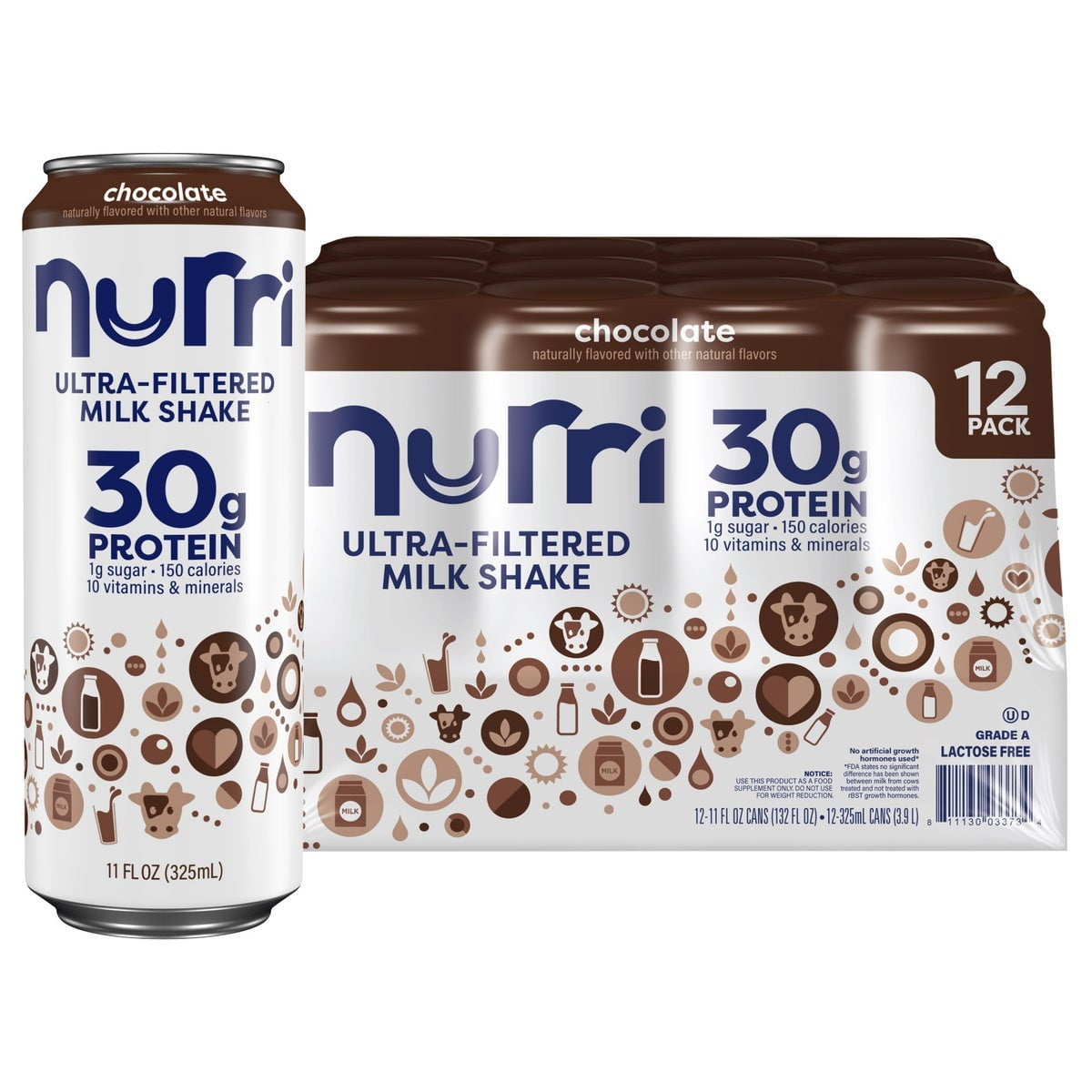 Nurri 30g Protein Shake, Chocolate, 11 Fluid Ounce (Pack of 12 ...