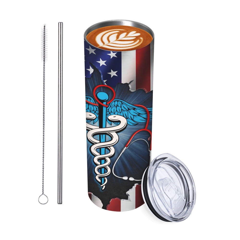 Nurse American Flag 20oz Coffee Mug Cup,Stainless Steel Thermos Water ...