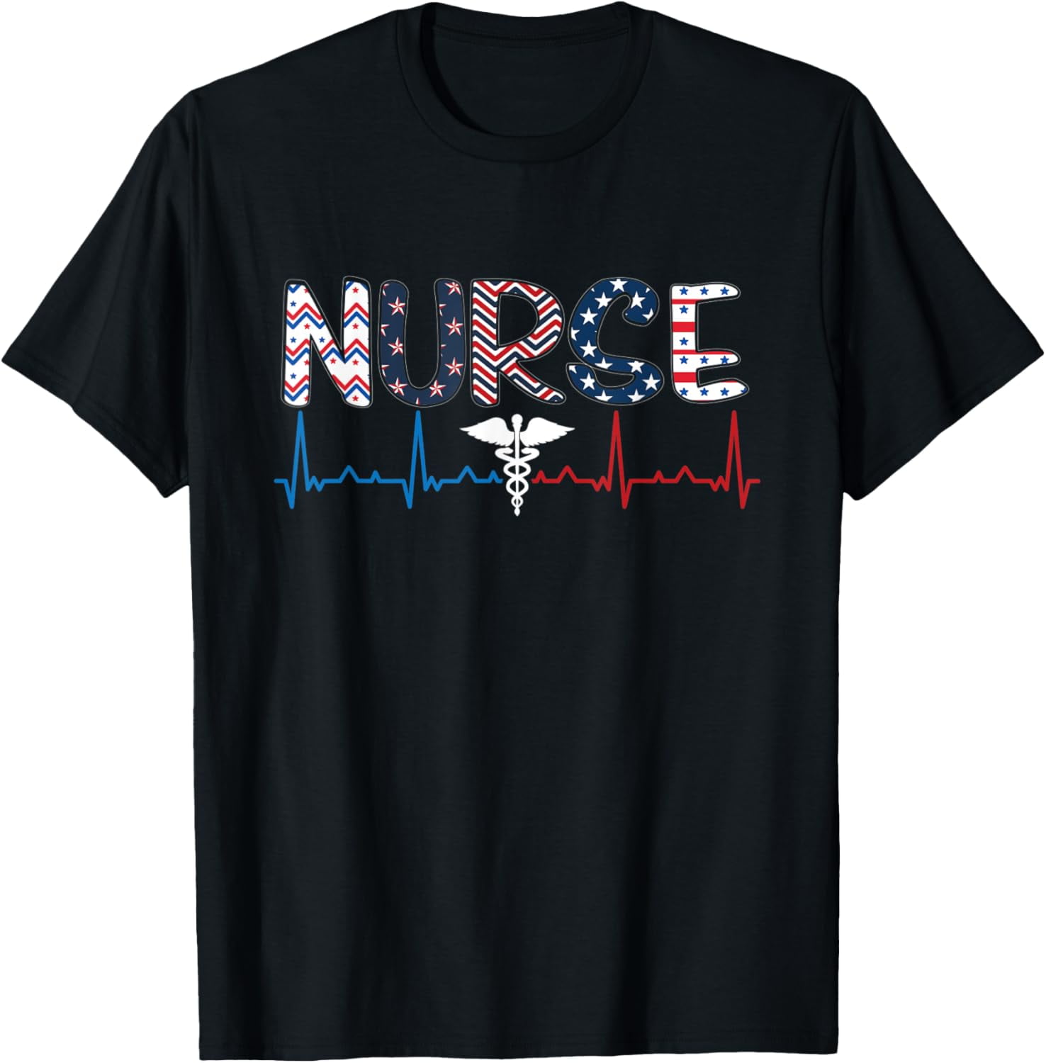 Nurse American Flag Caduceus Medical Symbol USA Health Care T-Shirt100 ...