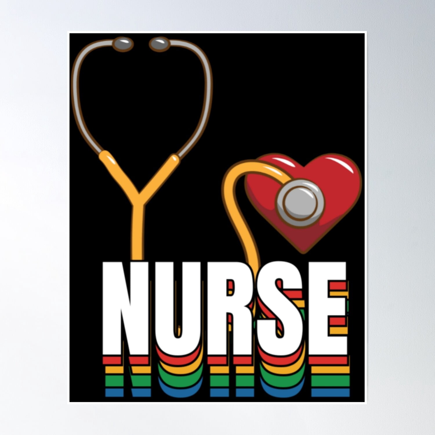 Nurse And Stethoscope Poster Wall Art, Modern Wall Decor, 8x12 UNFRAMED ...