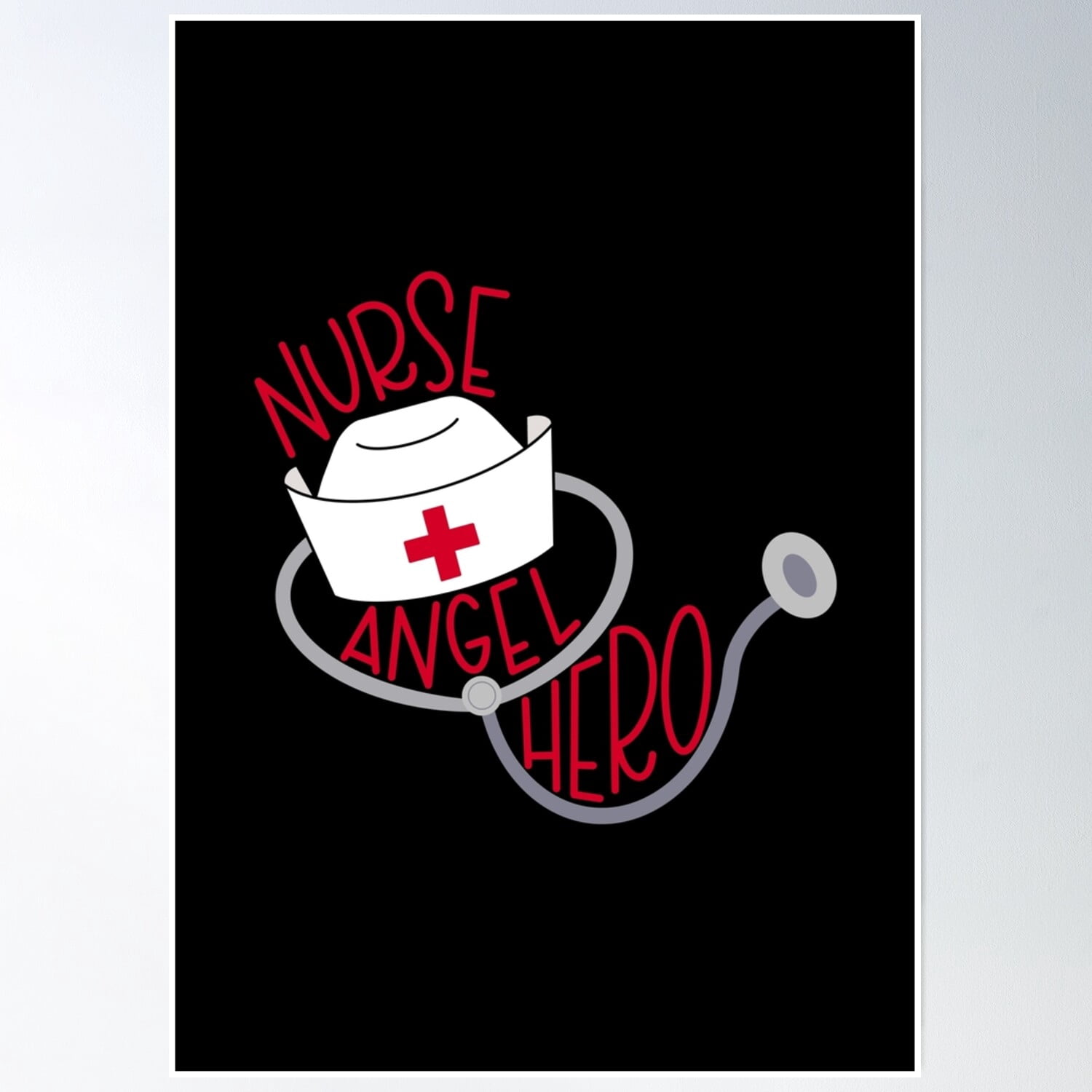 Nurse Angel Hero With Nurse’S Cap And Stethoscope 1 Poster Wall Art ...
